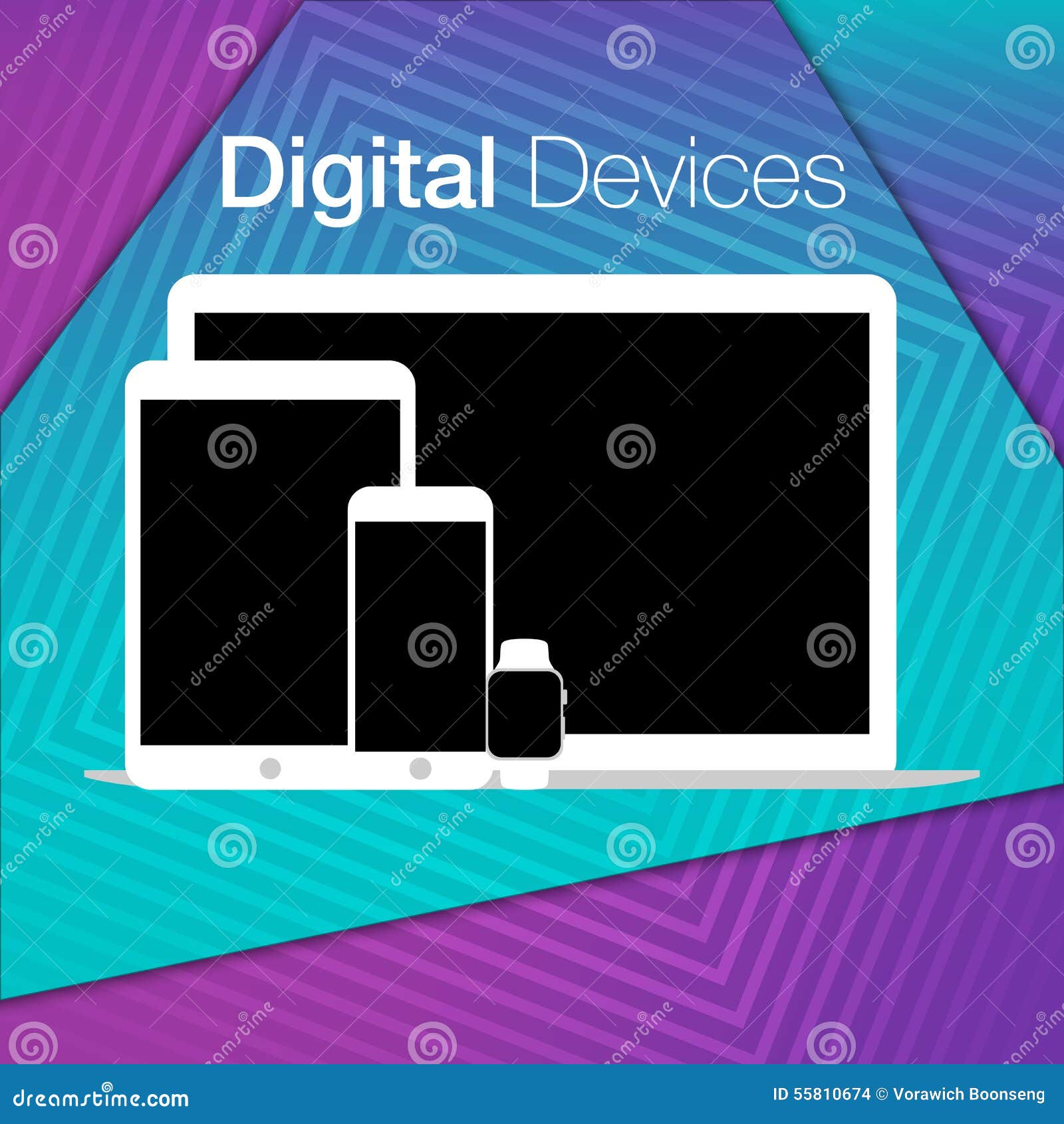 Modern Digital Devices Sets Geometric Background Stock Vector ...