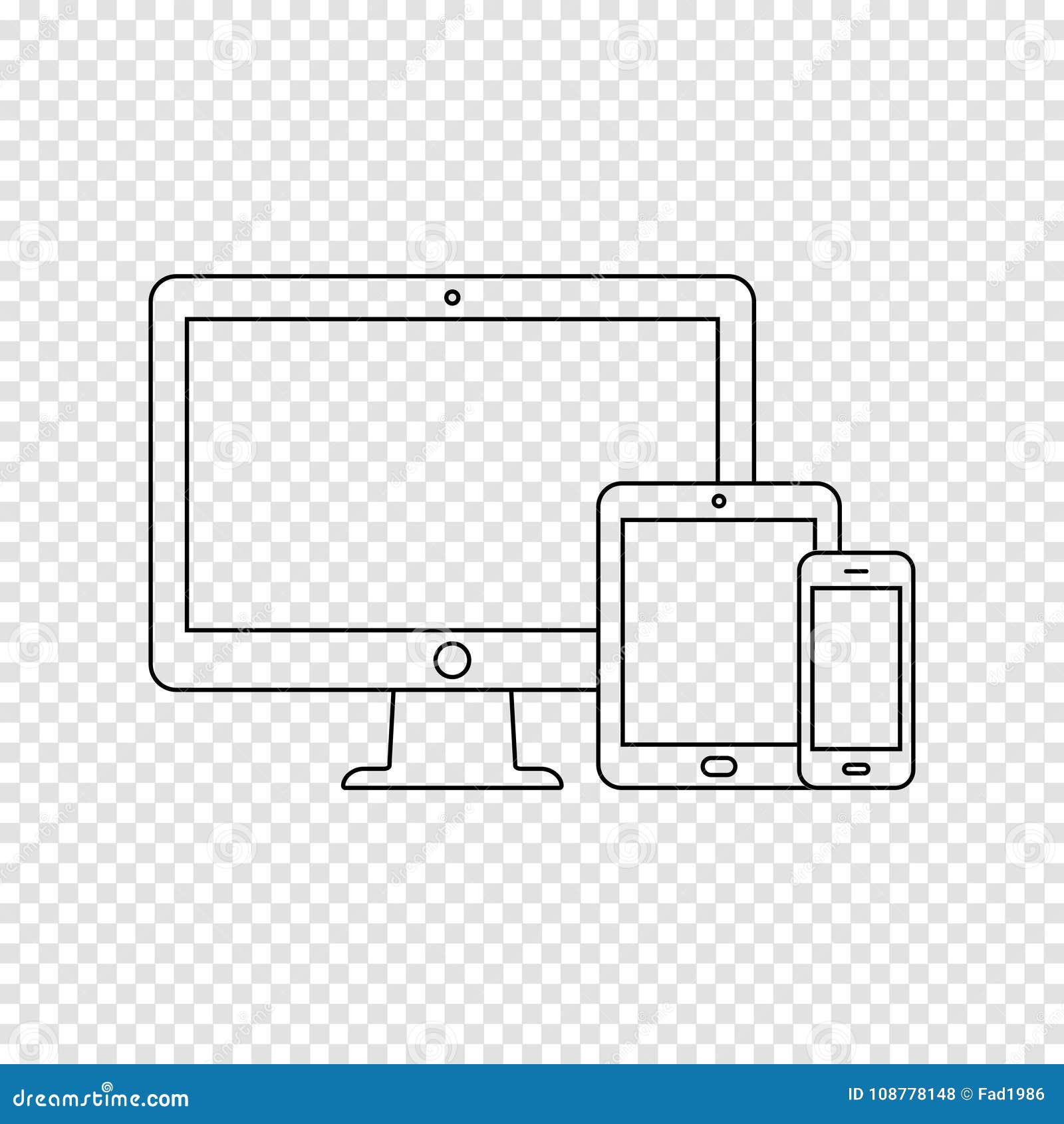 Modern Digital Devices Thin Line Icon On Transparent Background Stock ...