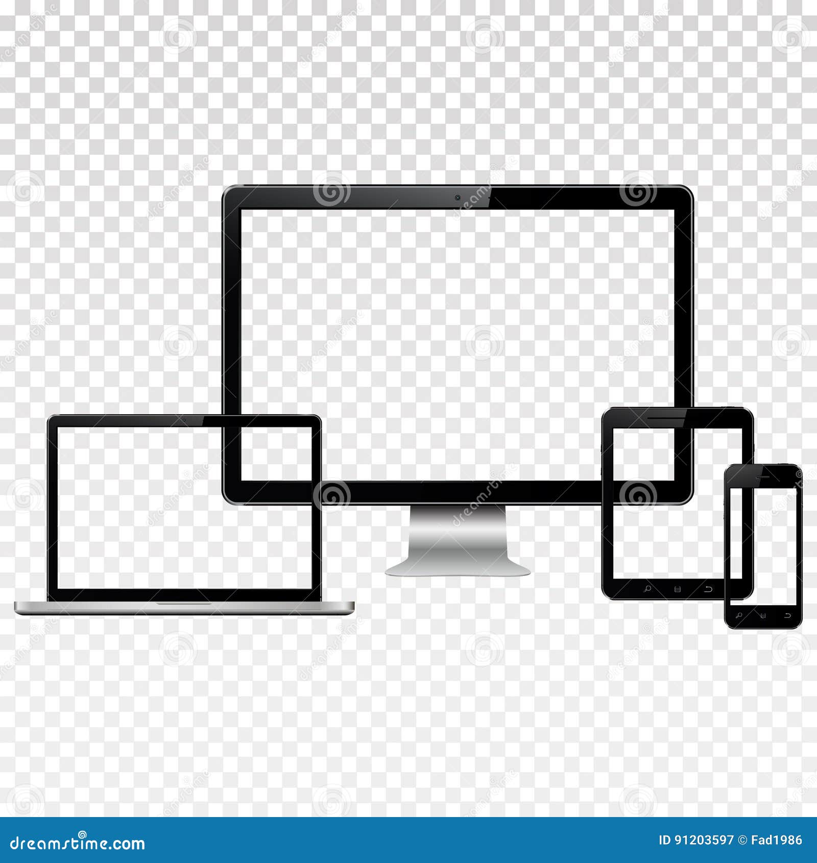 Modern Digital Devices with Transparent Screen Mockup Stock Vector ...