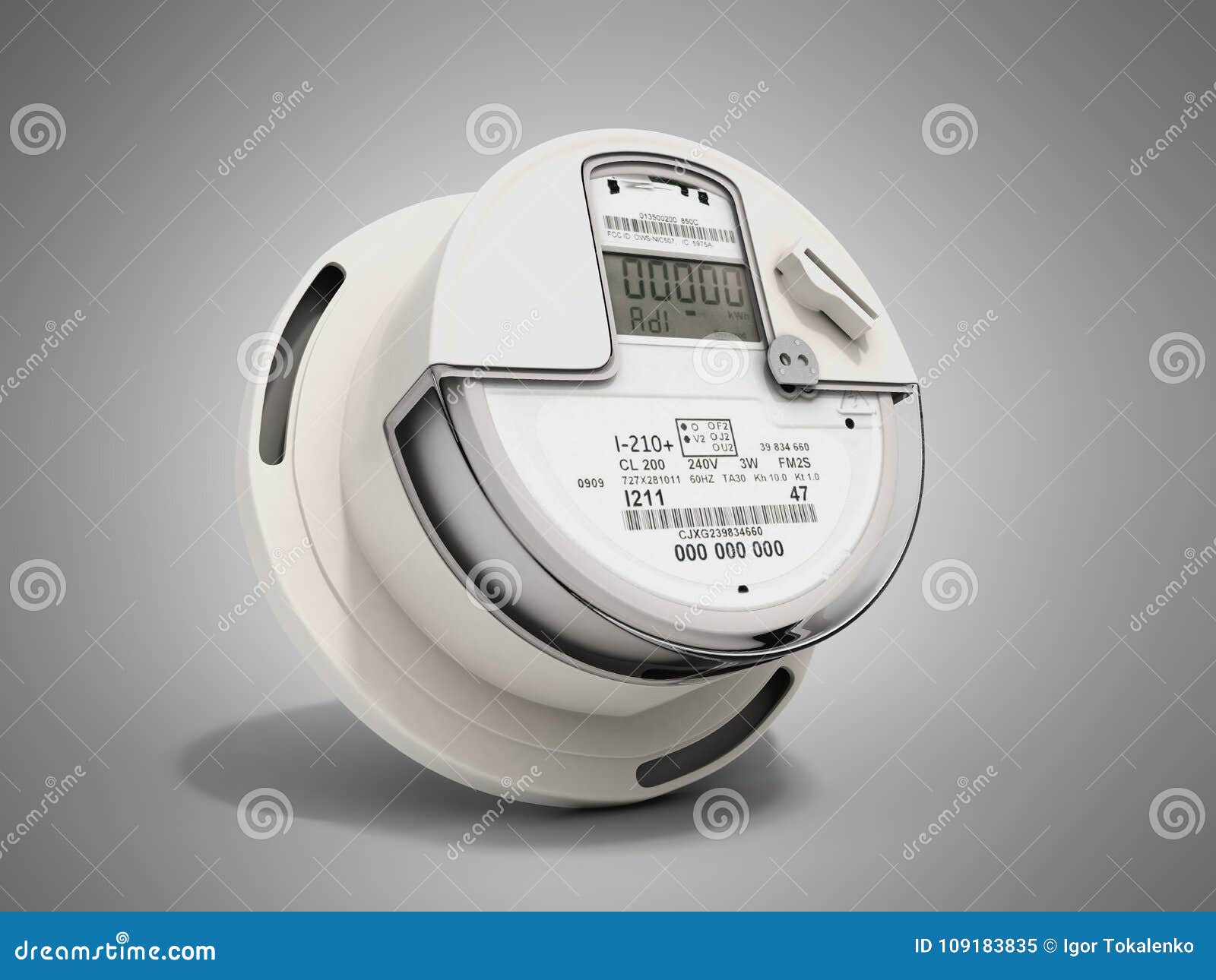 Modern Digital Electric Meter 3d Render on Grey Stock Illustration ...