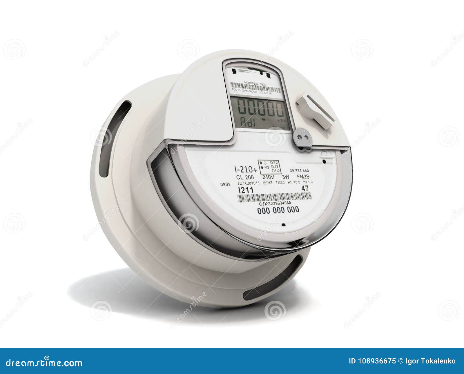 Modern Digital Electric Meter 3d Render on White Stock Illustration ...