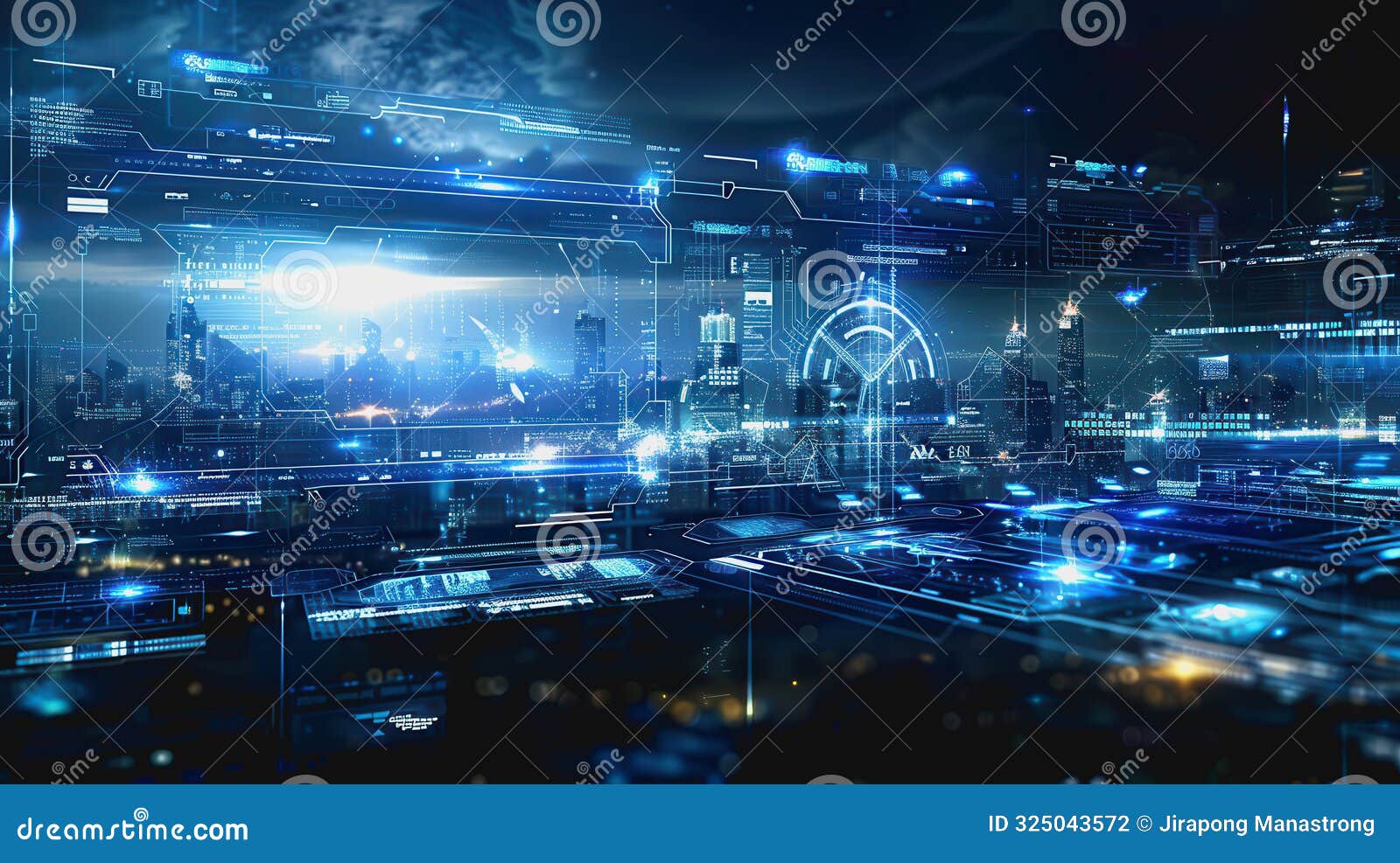 Modern Digital Landscape with Blue Circuits and Interconnected Networks ...
