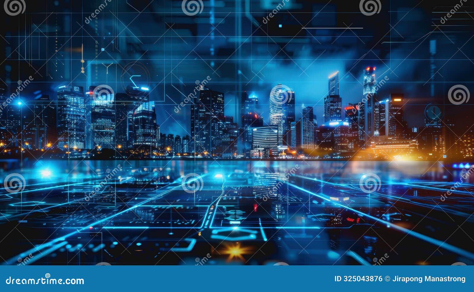Modern Digital Landscape with Blue Circuits and Interconnected Networks ...