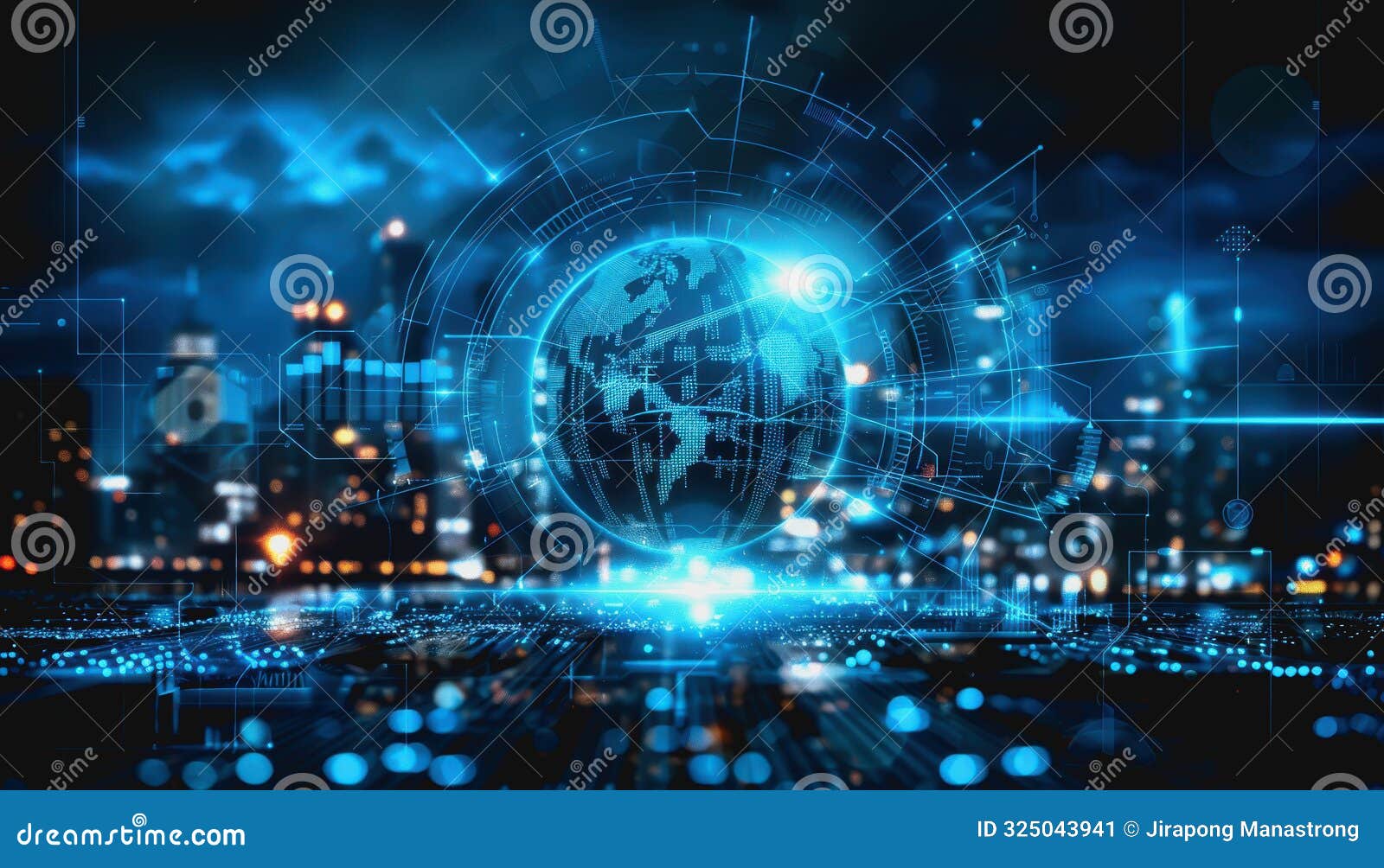 Modern Digital Landscape with Blue Circuits and Interconnected Networks ...