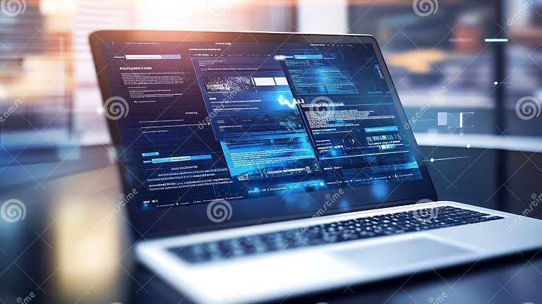 Modern Digital Laptop Interface Mockup with User Friendly Web and ...