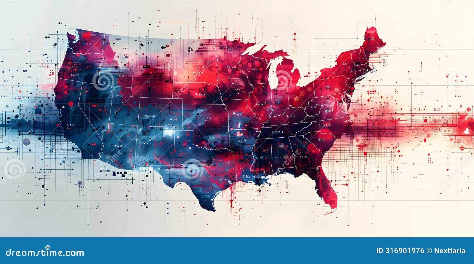 USA Digital Map - Minimalist Abstract Illustration Stock Illustration ...