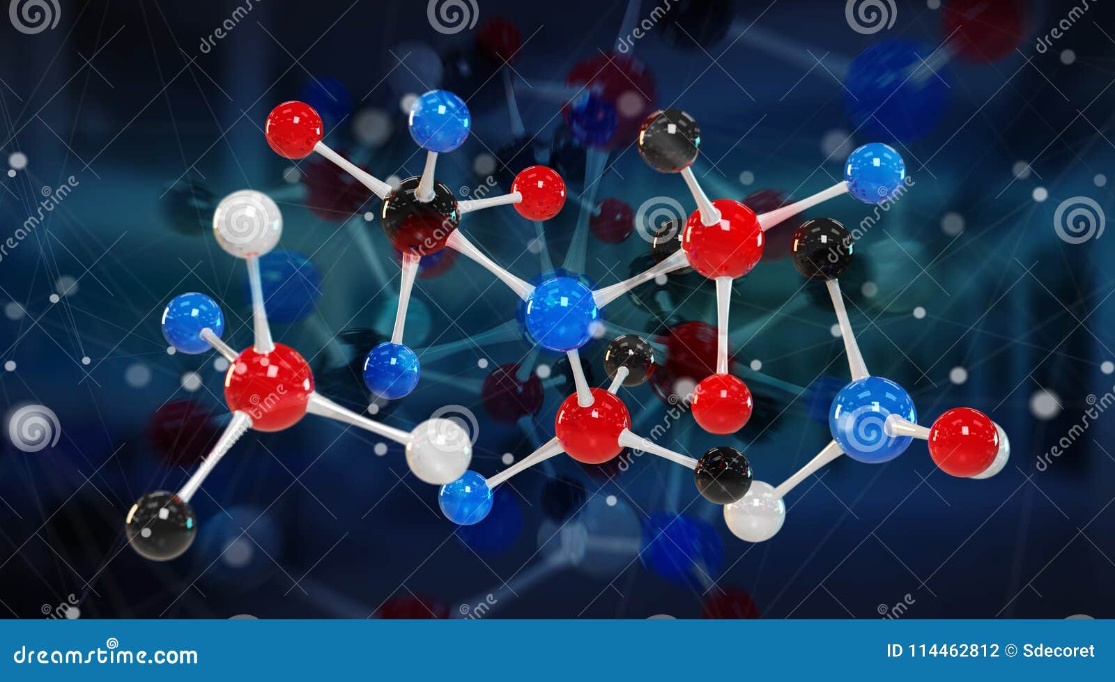 Modern Digital Molecule Structure 3D Rendering Stock Illustration ...