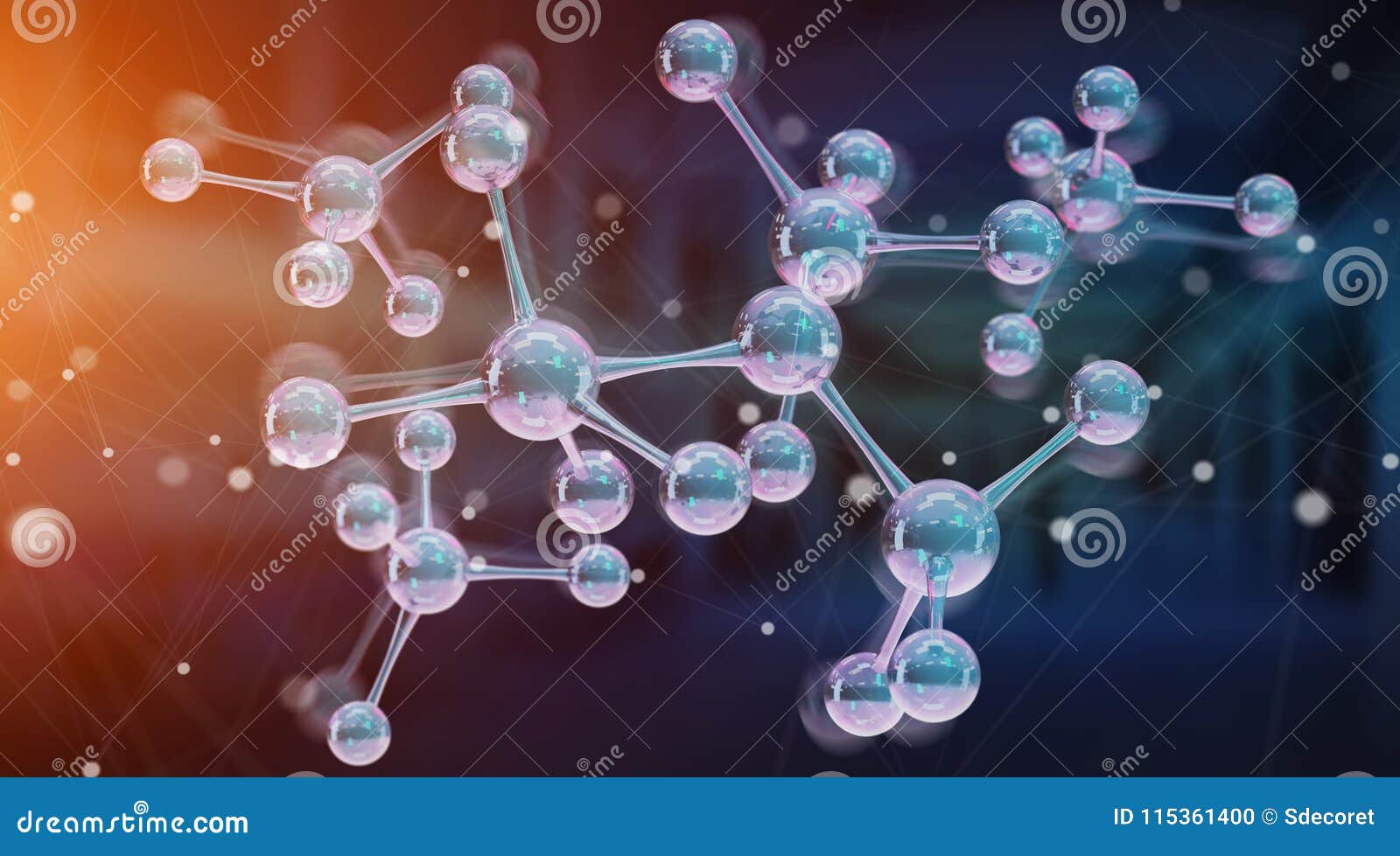 Modern Digital Molecule Structure 3D Rendering Stock Illustration ...