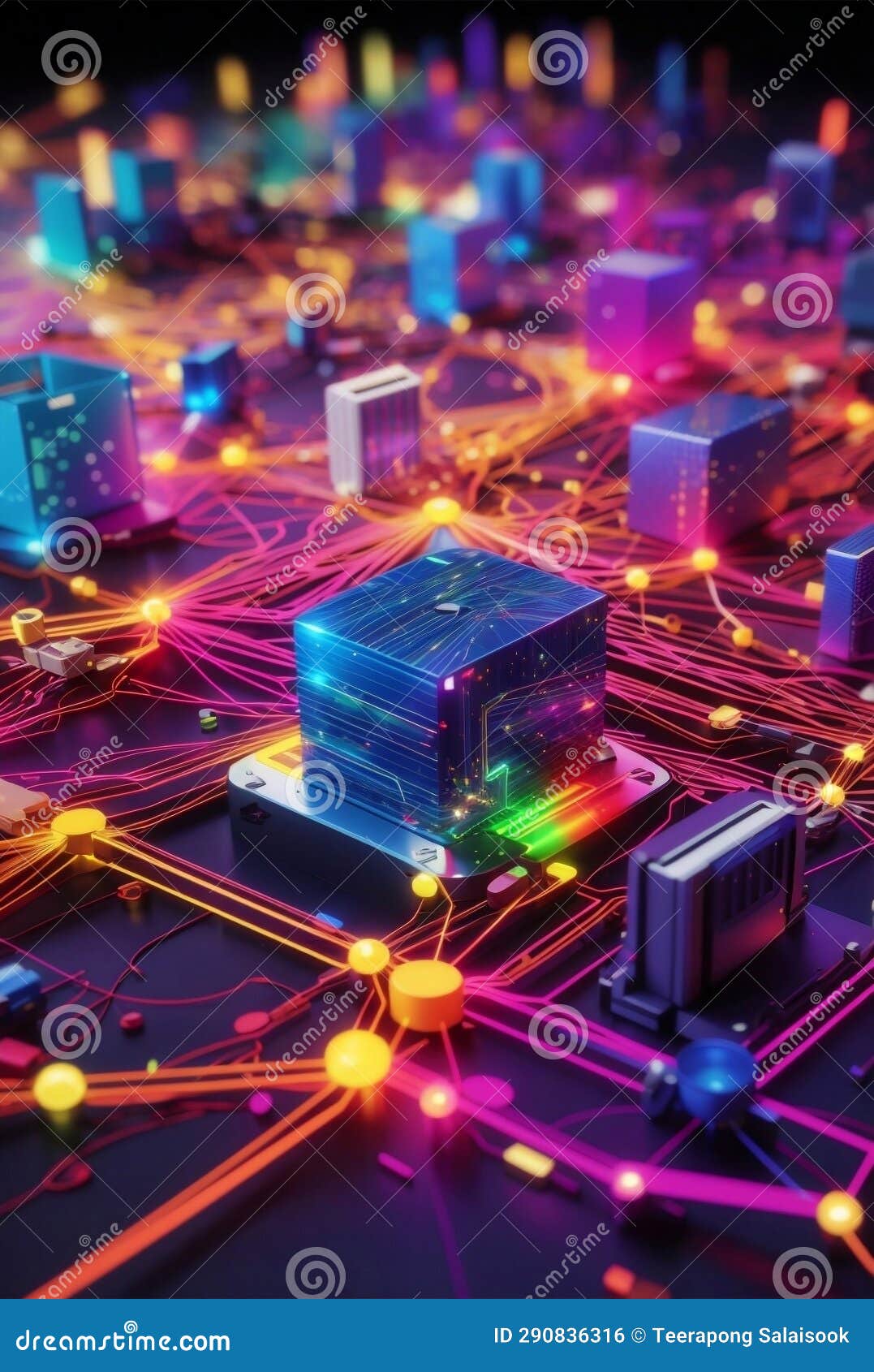 Modern Digital Network Technological Processes Background Stock ...