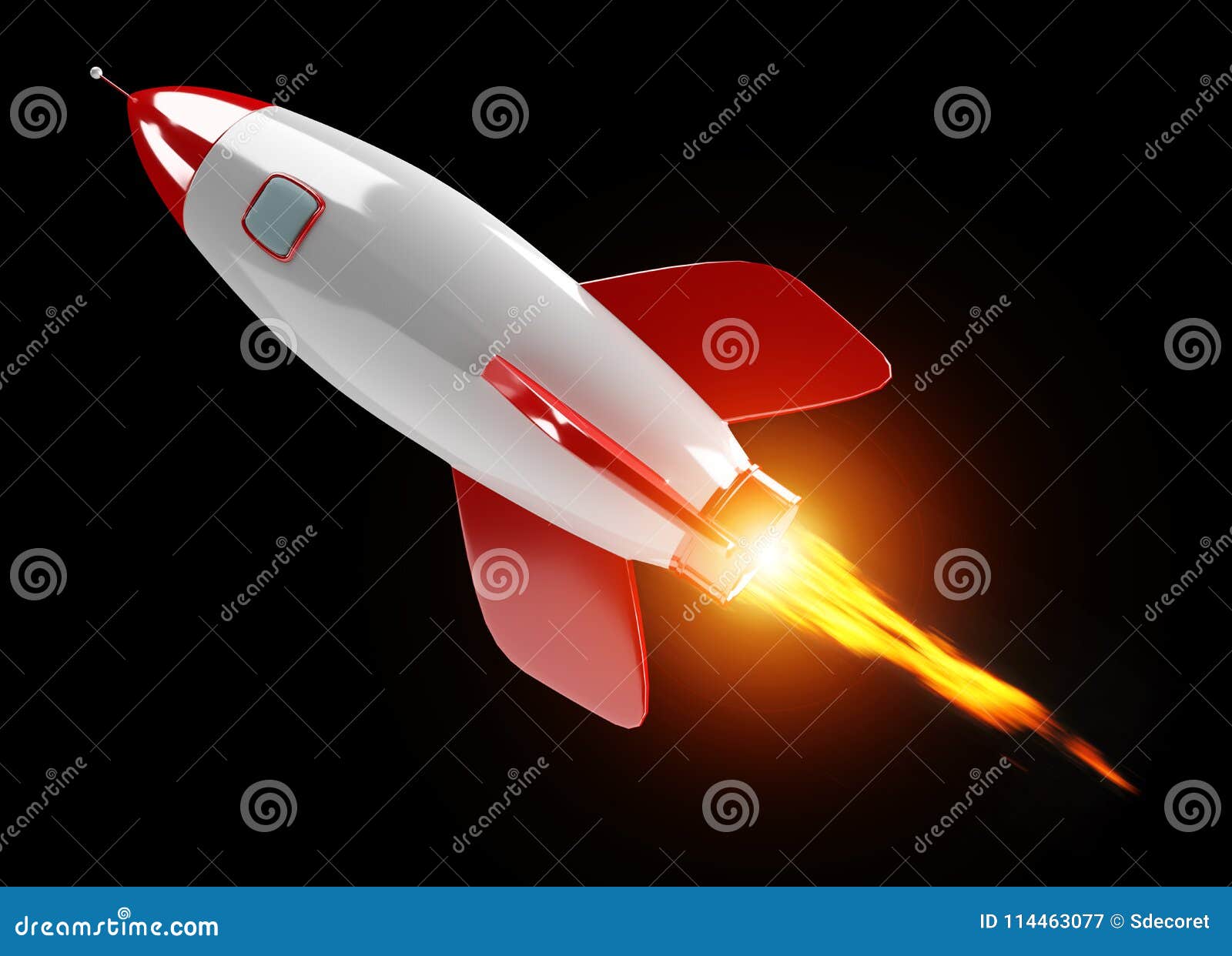 Isolated Modern Digital Rocket 3D Rendering Stock Illustration ...