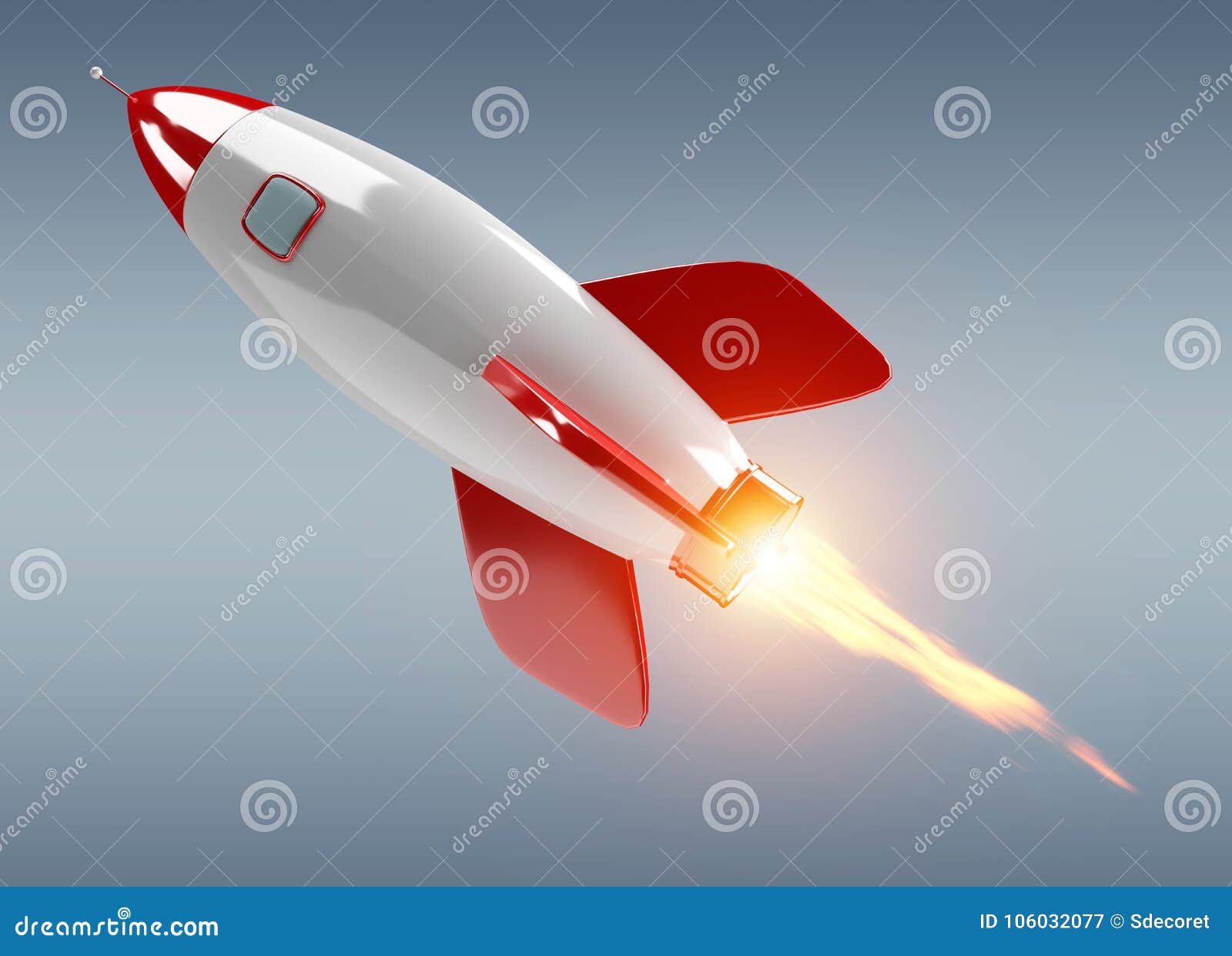 Isolated Modern Digital Rocket 3D Rendering Stock Illustration ...