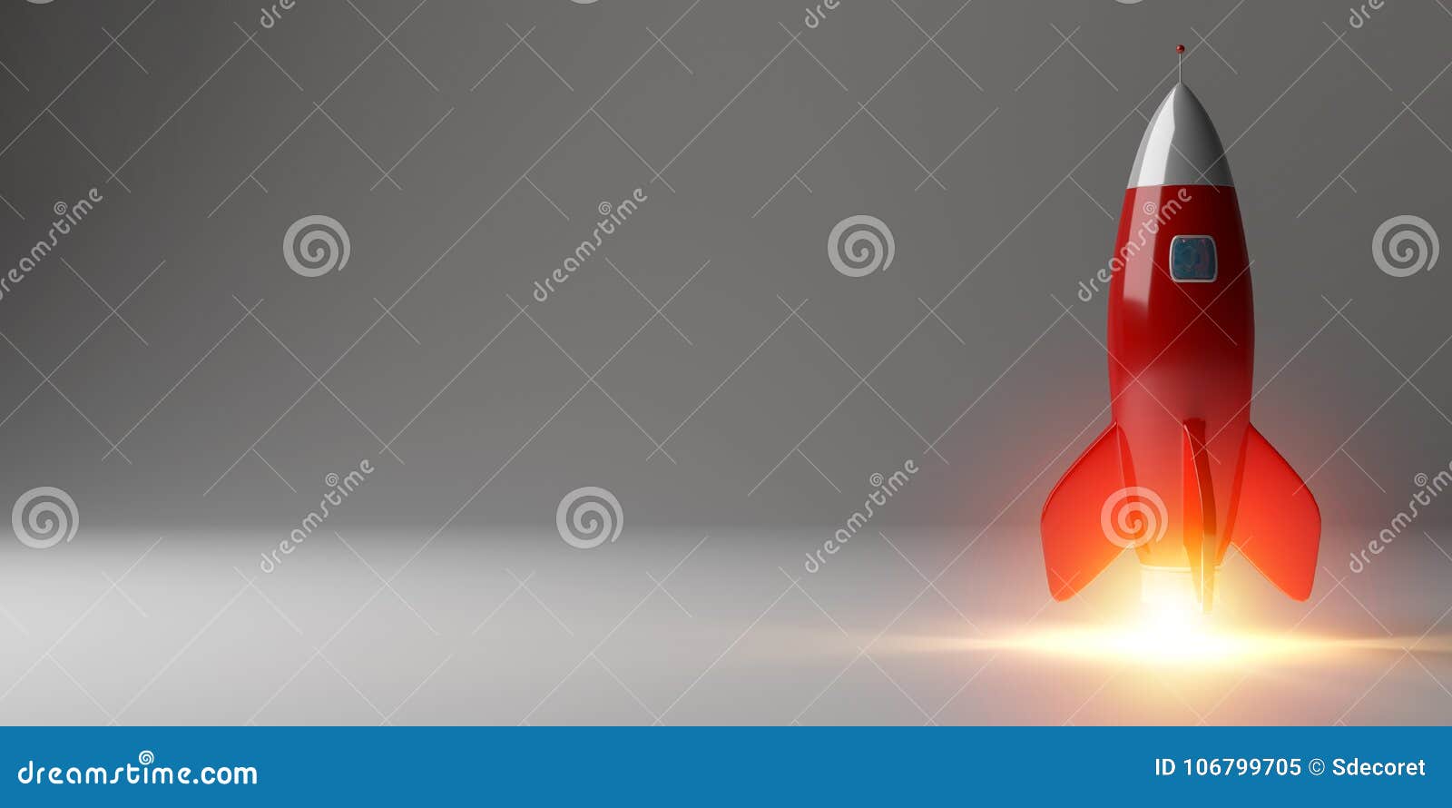 Modern Digital Rocket Launching 3D Rendering Stock Illustration ...