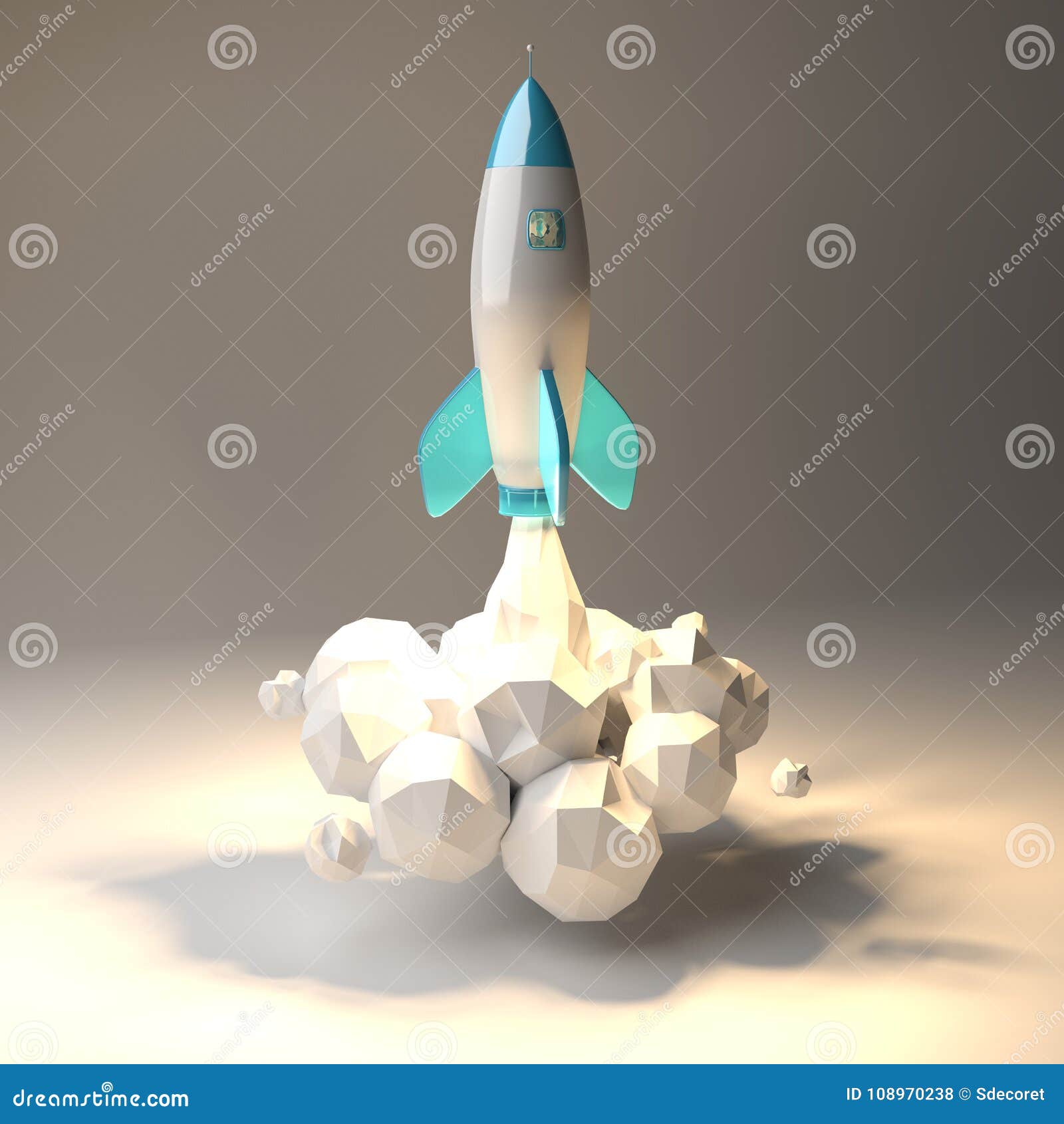 Modern Digital Rocket Launching 3D Rendering Stock Illustration ...