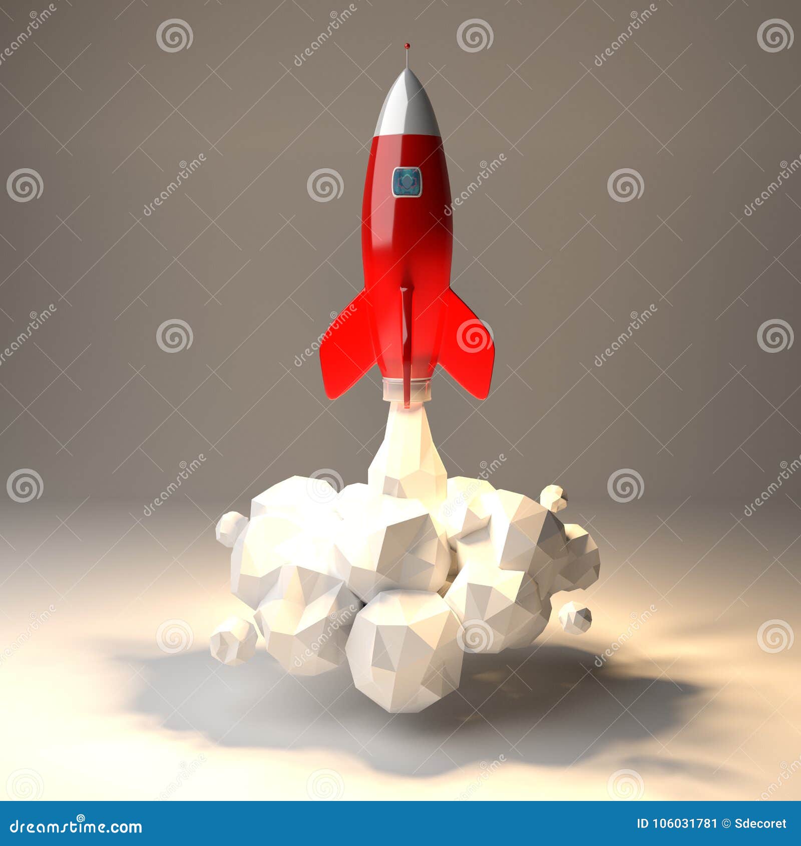 Modern Digital Rocket Launching 3D Rendering Stock Illustration ...