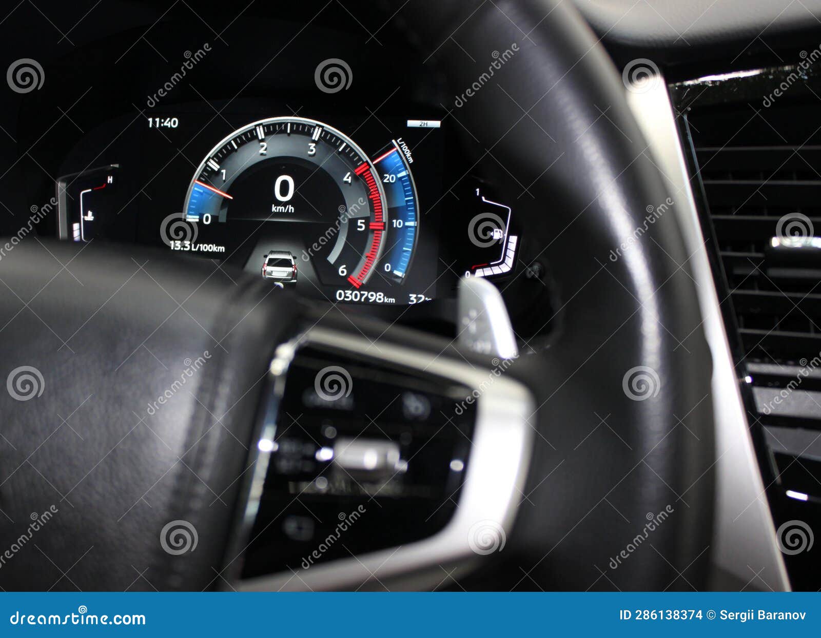 Modern Digital Screen Panel of a Car with Indications of Technical ...
