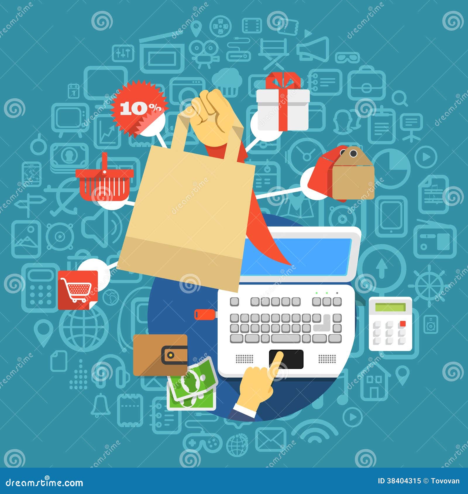 Modern digital shopping stock vector. Illustration of communication ...