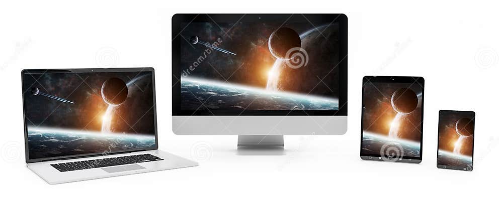 Modern Digital Silver Tech Device 3D Rendering Stock Illustration ...