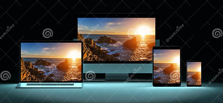 Modern Digital Silver Tech Device 3D Rendering Stock Illustration ...