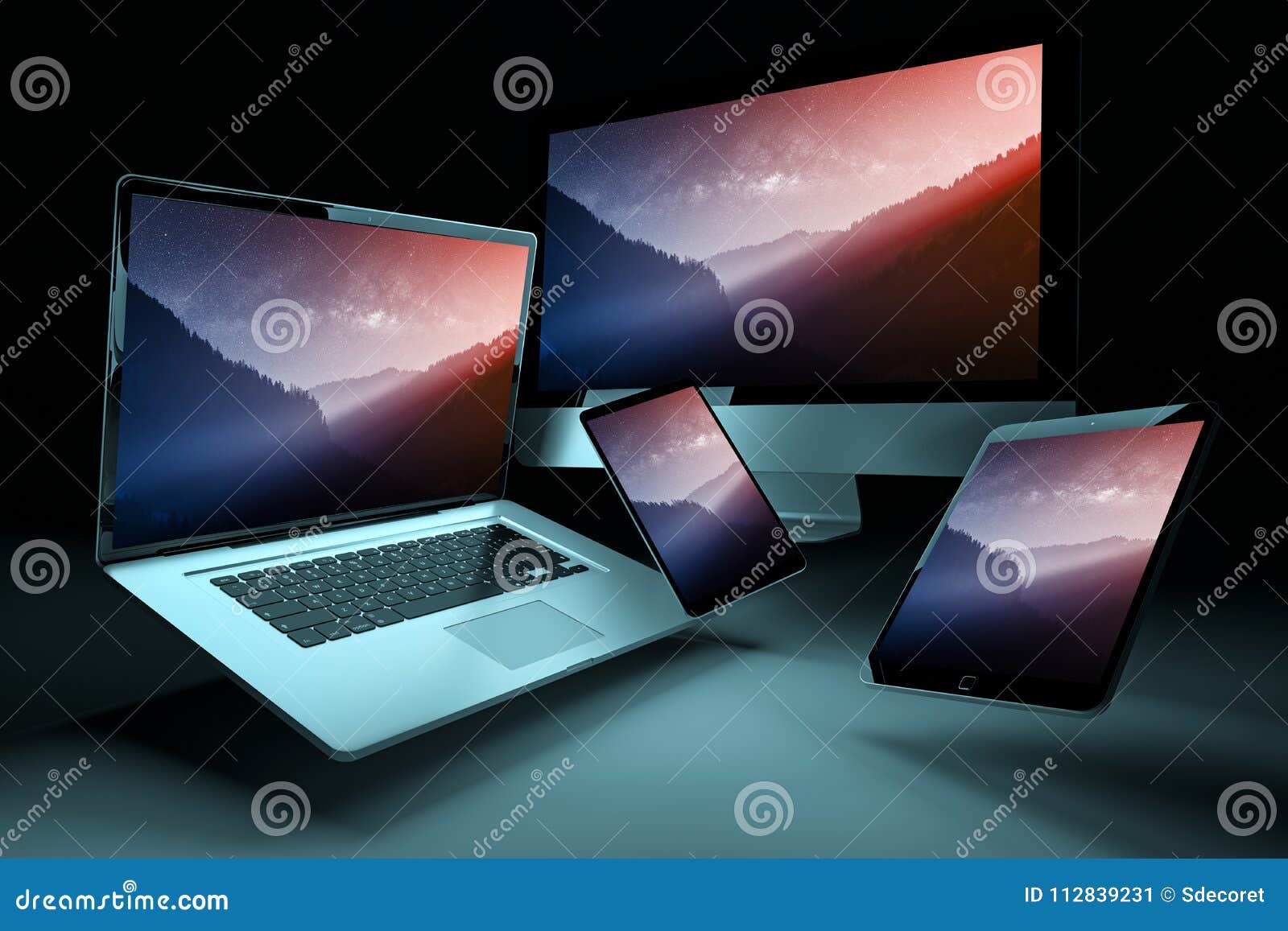 Modern Digital Silver Tech Device 3D Rendering Stock Illustration ...