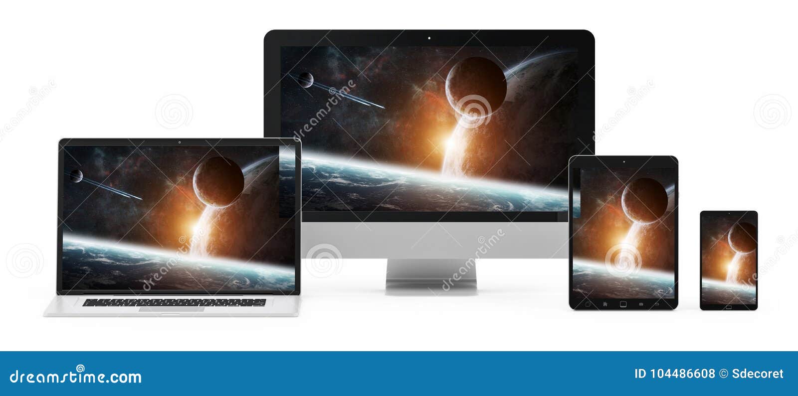 Modern Digital Silver Tech Device 3D Rendering Stock Illustration ...