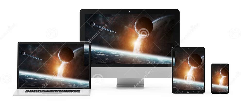 Modern Digital Silver Tech Device 3D Rendering Stock Illustration ...