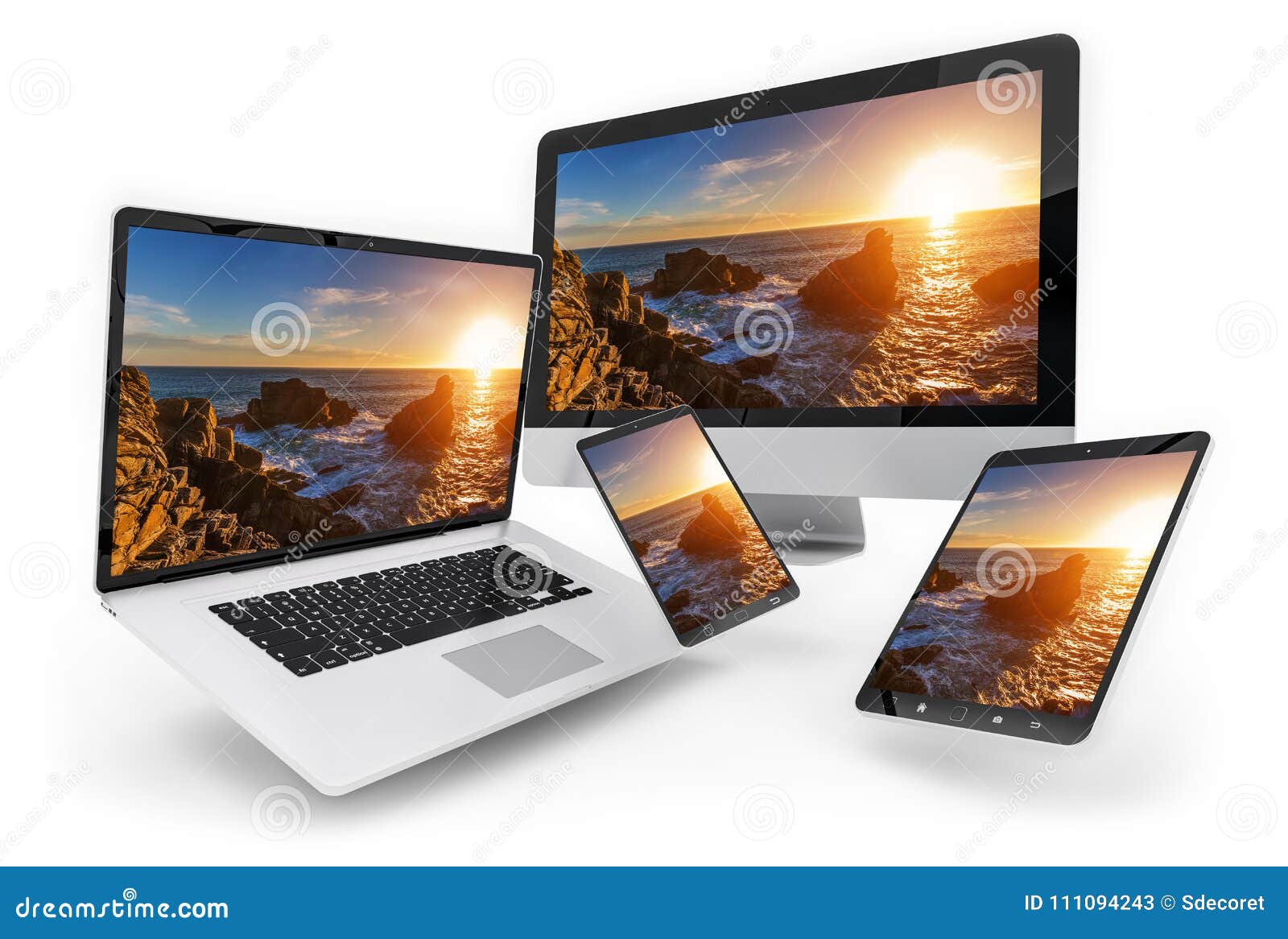 Modern Digital Silver Tech Device 3D Rendering Stock Illustration ...