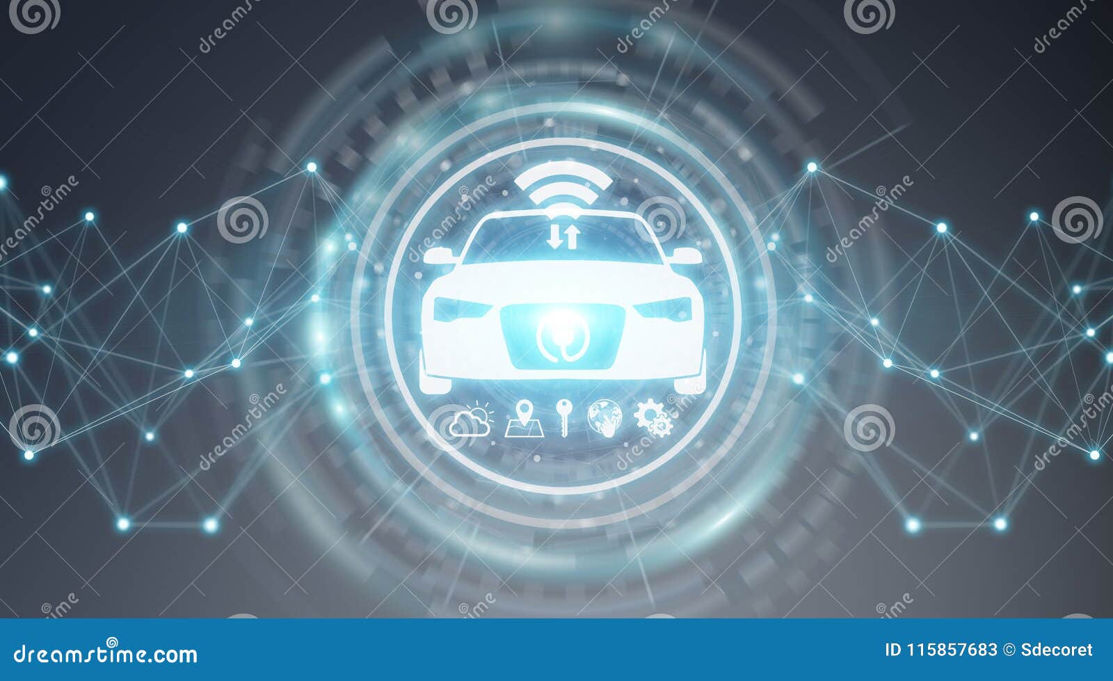 Modern Digital Smart Car Interface 3D Rendering Stock Illustration ...