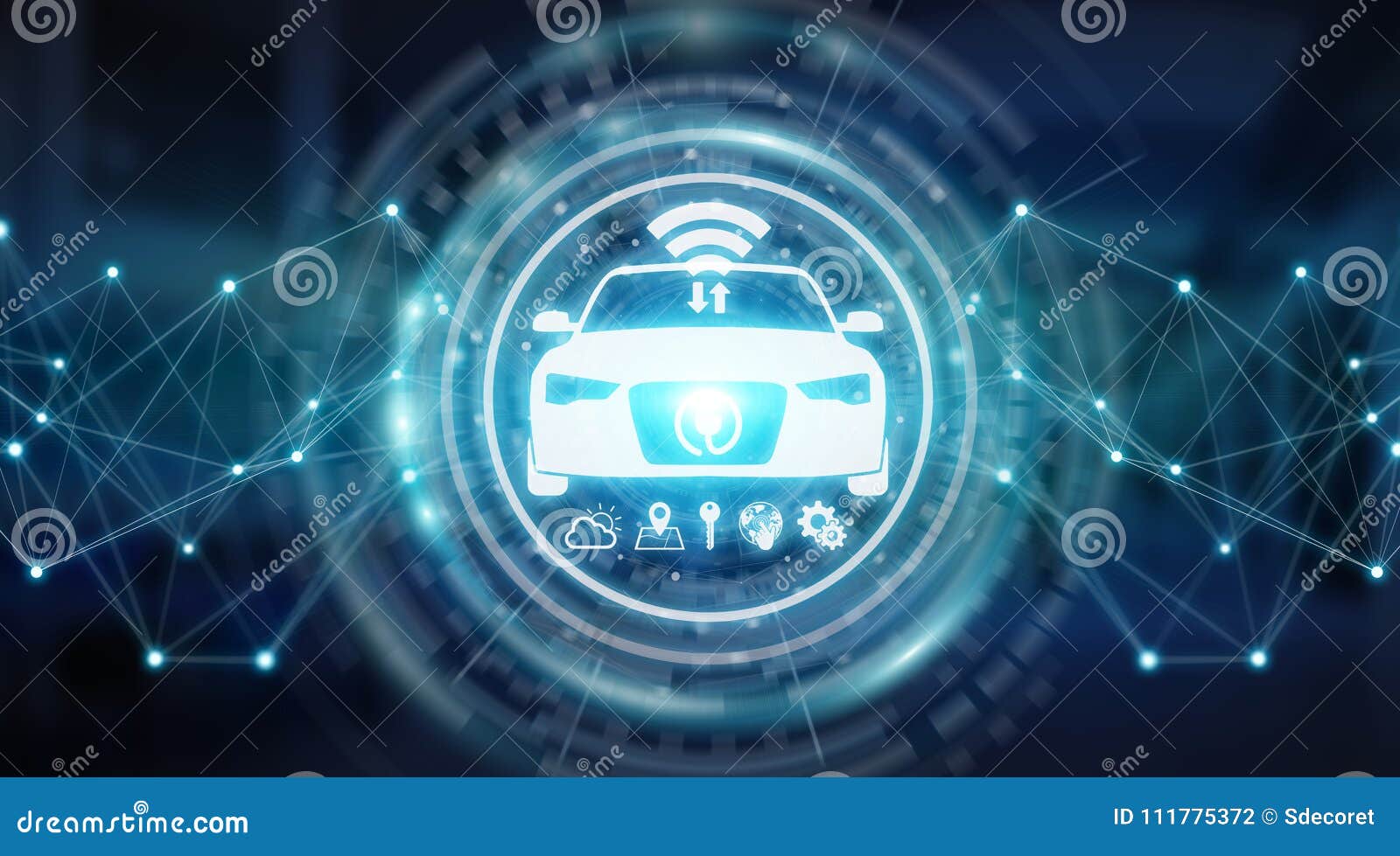Modern Digital Smart Car Interface 3D Rendering Stock Illustration ...