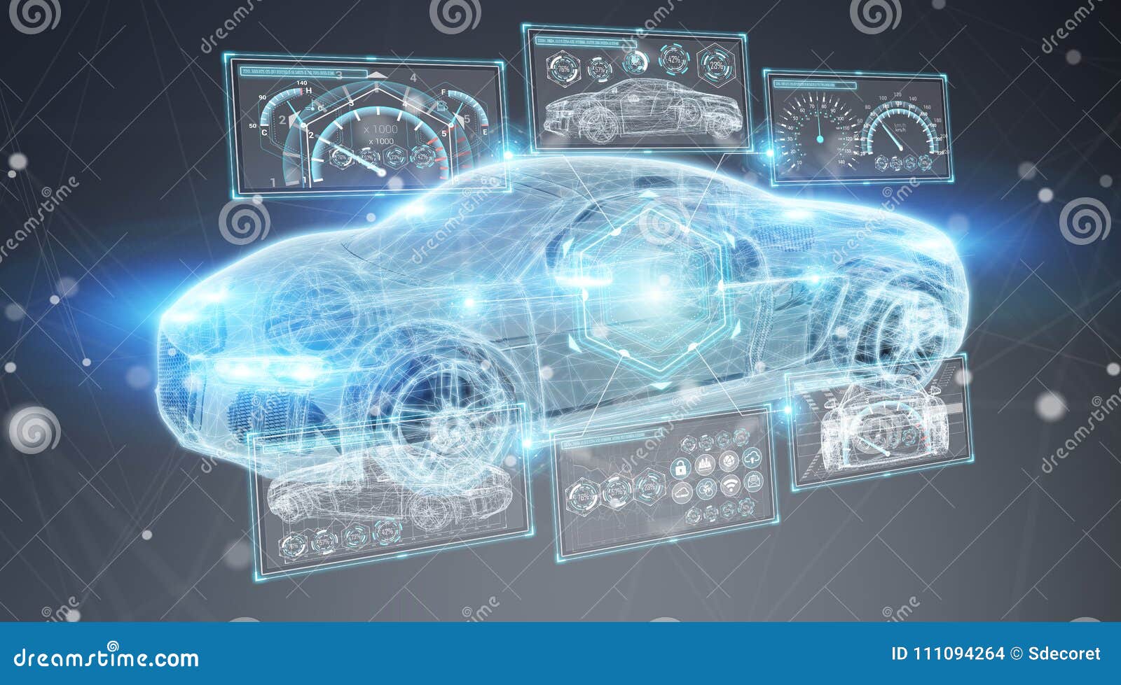 Modern Digital Smart Car Interface 3D Rendering Stock Illustration ...