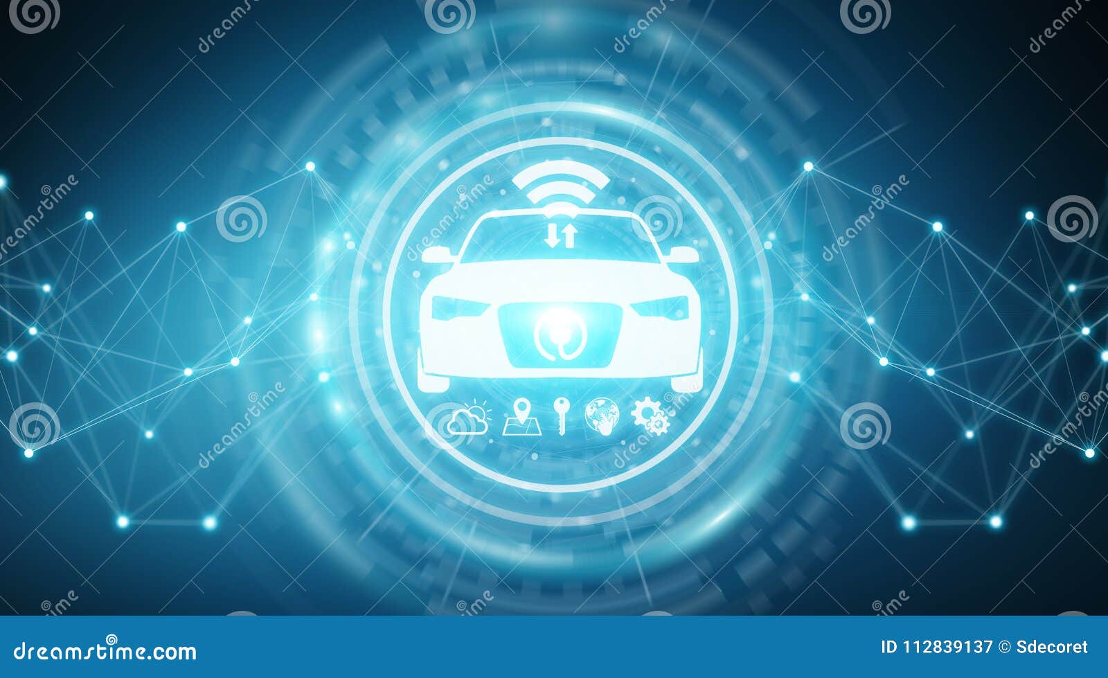 Modern Digital Smart Car Interface 3D Rendering Stock Illustration ...