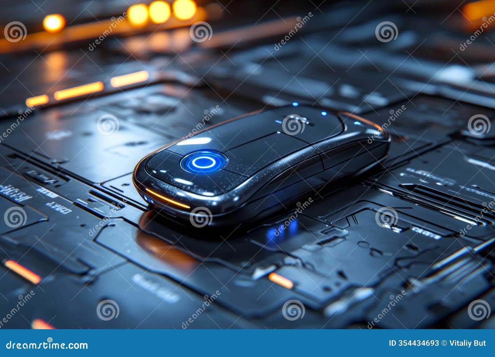 Modern Digital Smart Key Showcases Sleek Metallic Design and Glowing ...