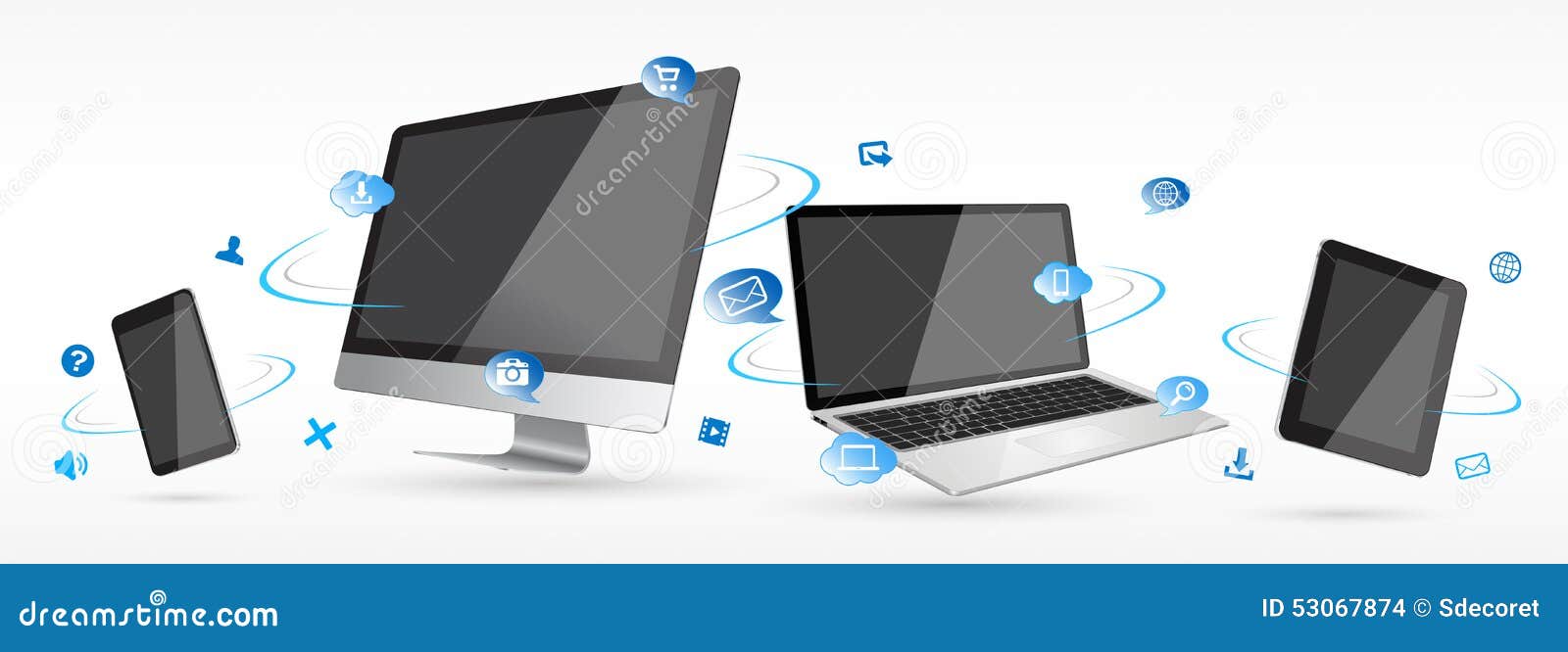 Modern Digital Tech Device Collection Stock Illustration - Illustration ...