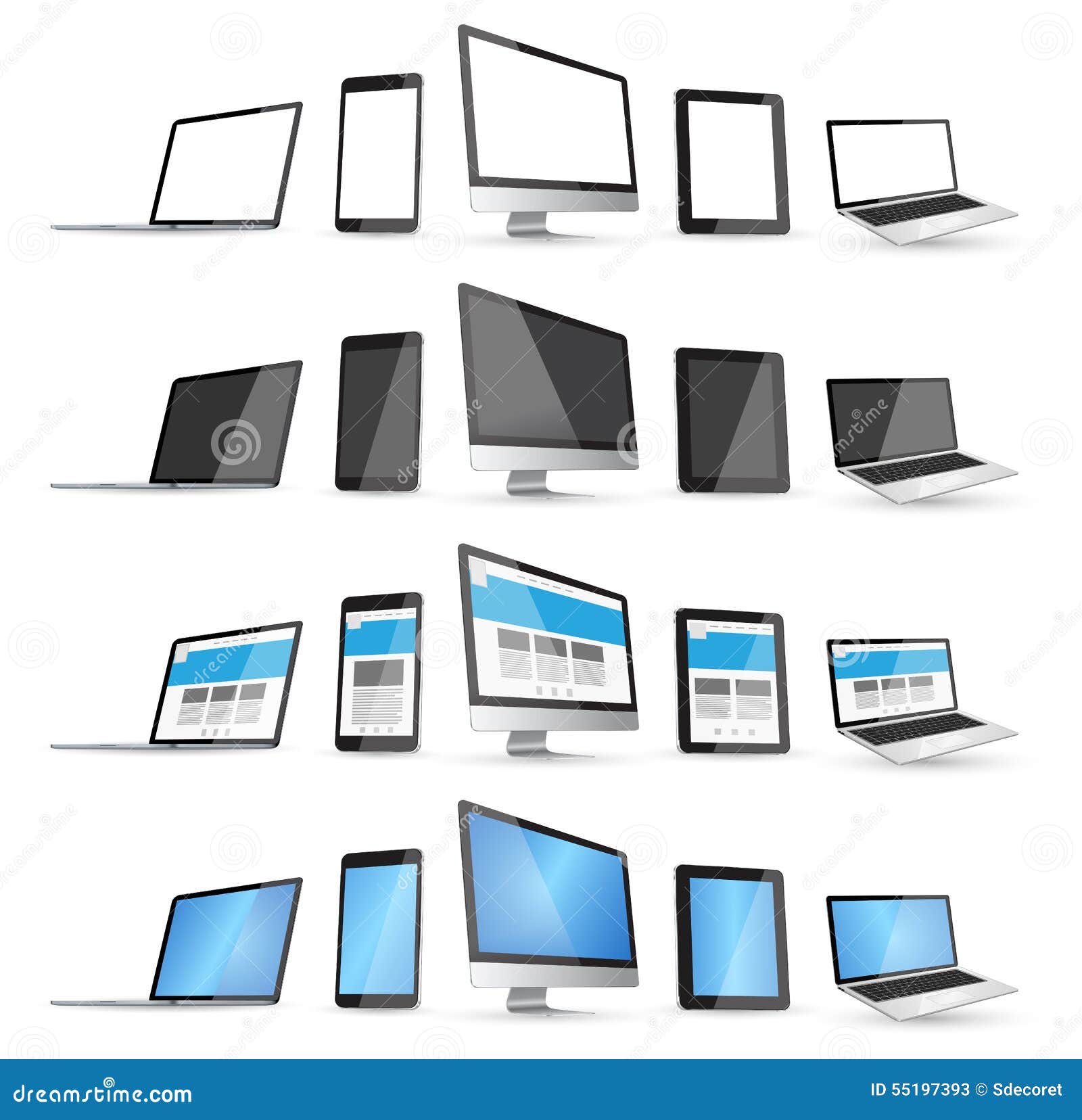 Modern Digital Tech Device Collection Stock Illustration - Illustration ...