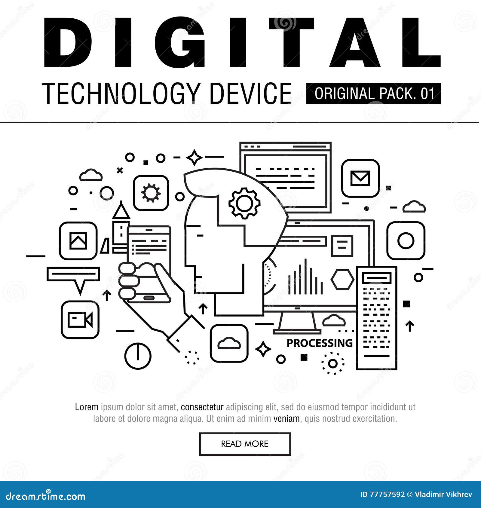 Modern Digital Technology Pack. Stock Illustration - Illustration of ...