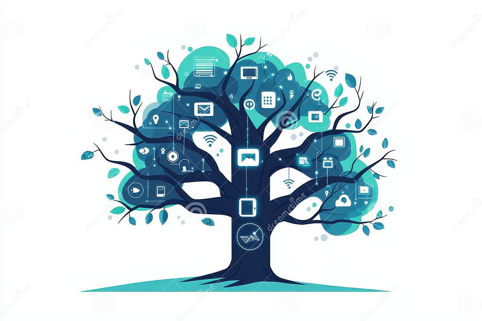 Modern Digital Tree Showcasing AI Technology and Connectivity Stock ...