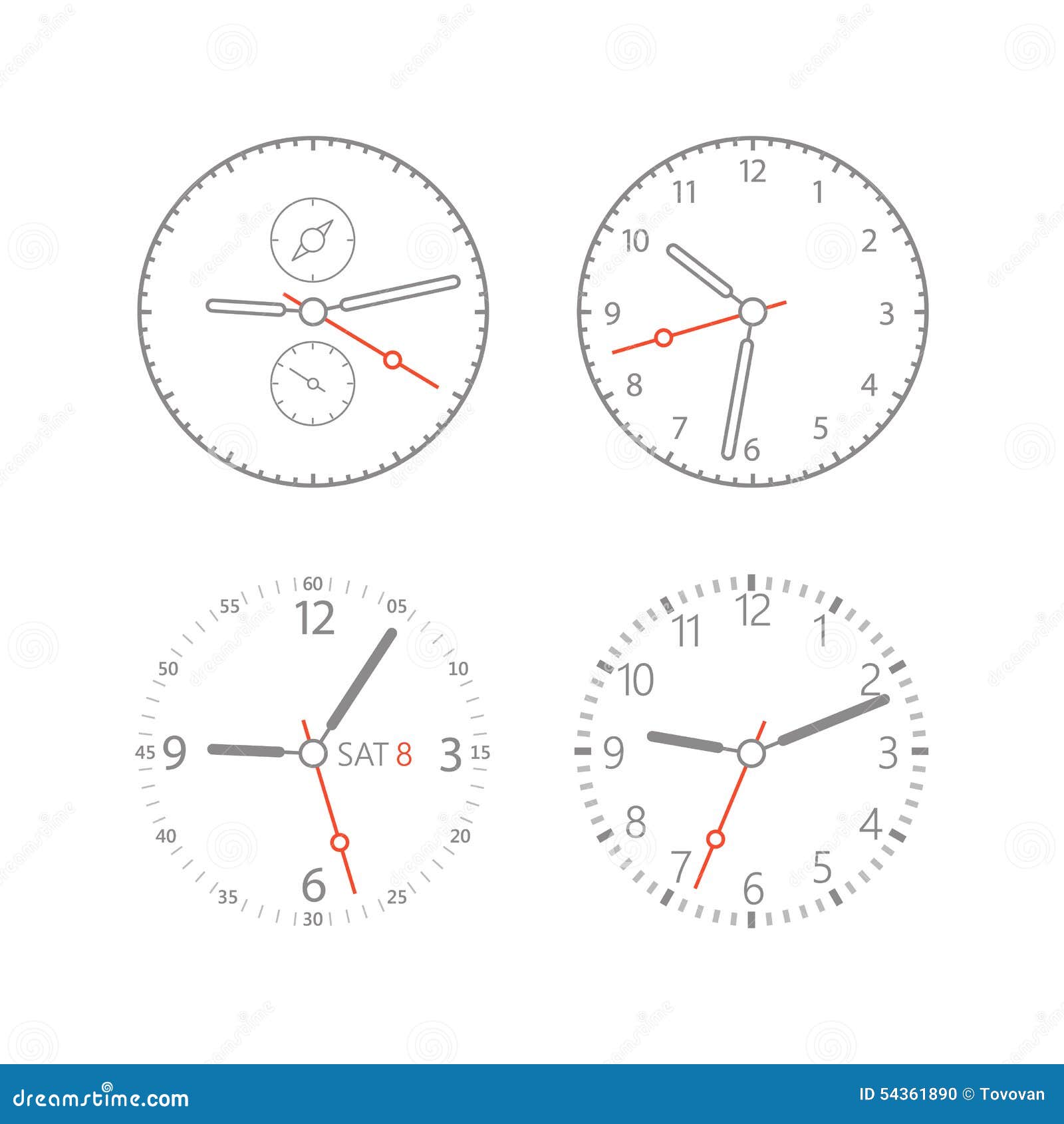 Modern Digital Watch Dials Template Stock Vector - Illustration of ...