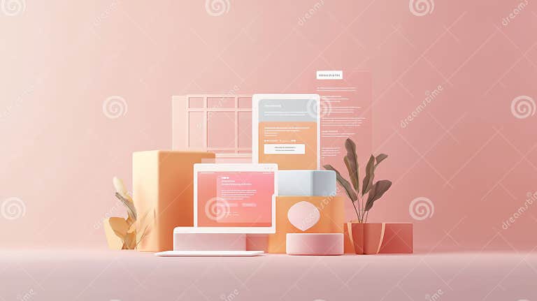 Modern Digital Workspace Featuring Devices, Graphs, and Plants in a ...