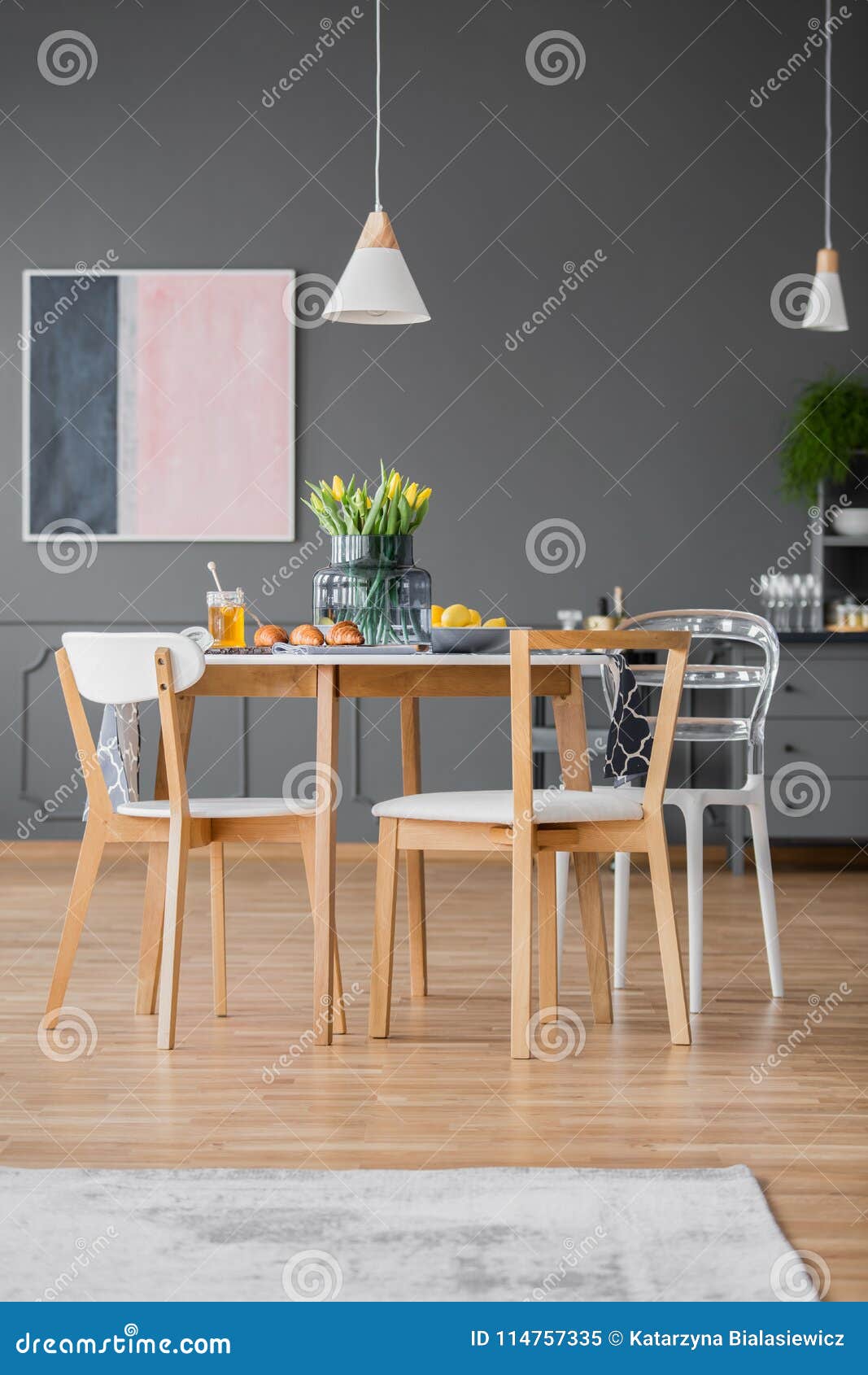 Modern Dining Chairs Around Table Royalty-Free Stock Photo ...