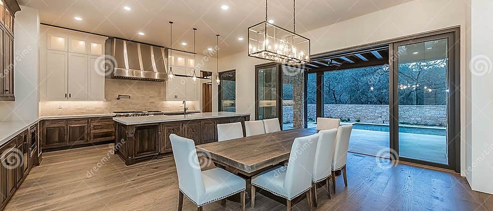 "Modern Dining Room Featuring Bold Artwork and Simplistic Design" Stock ...