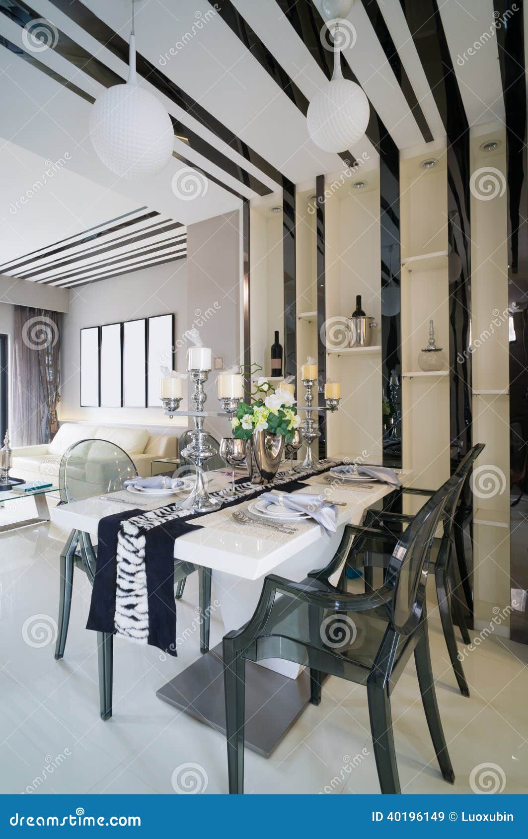 Modern dining room stock image. Image of decor, tableware - 40196149