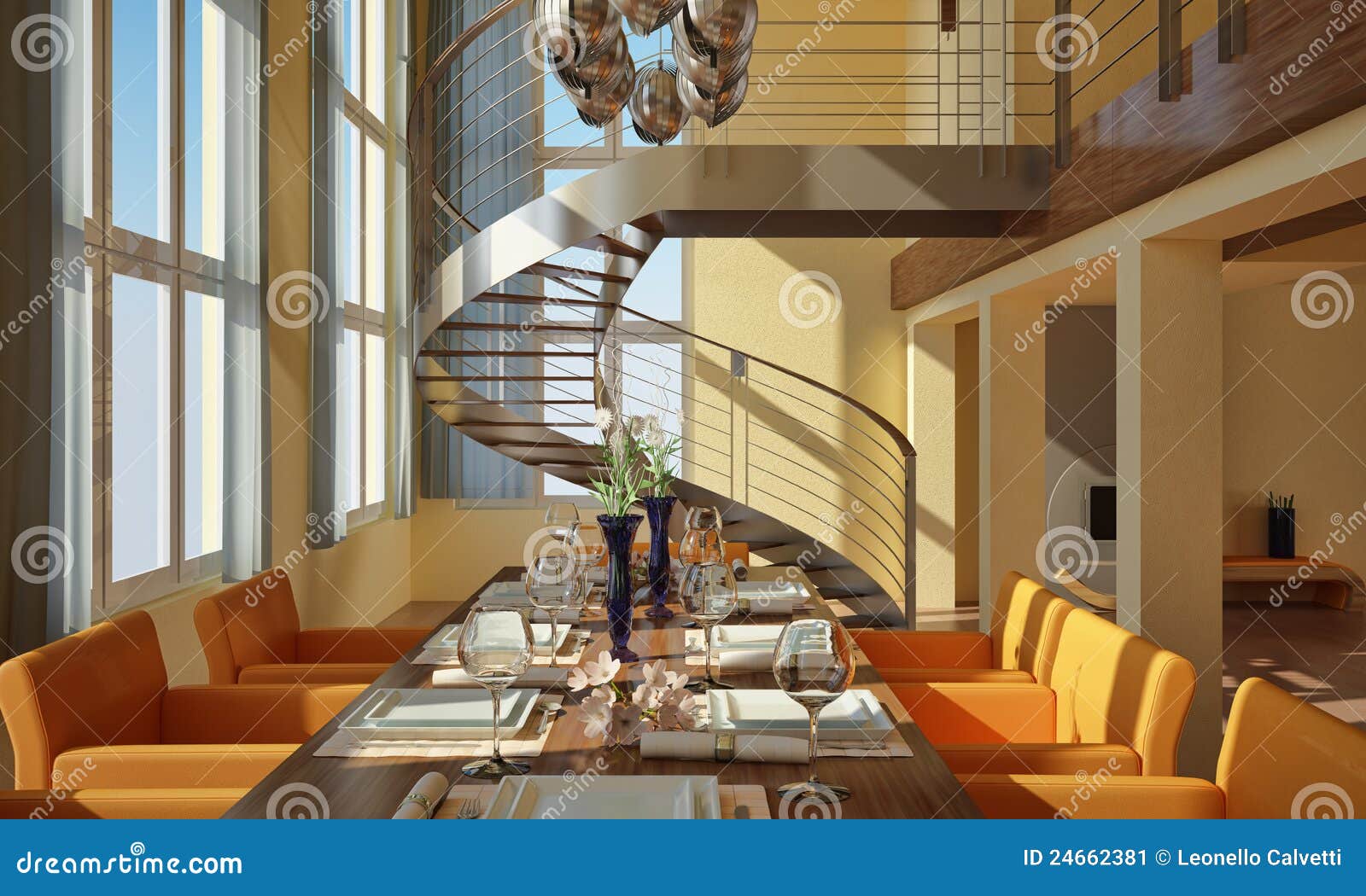 Modern Dining Chairs Around Table Royalty-Free Stock Photo ...