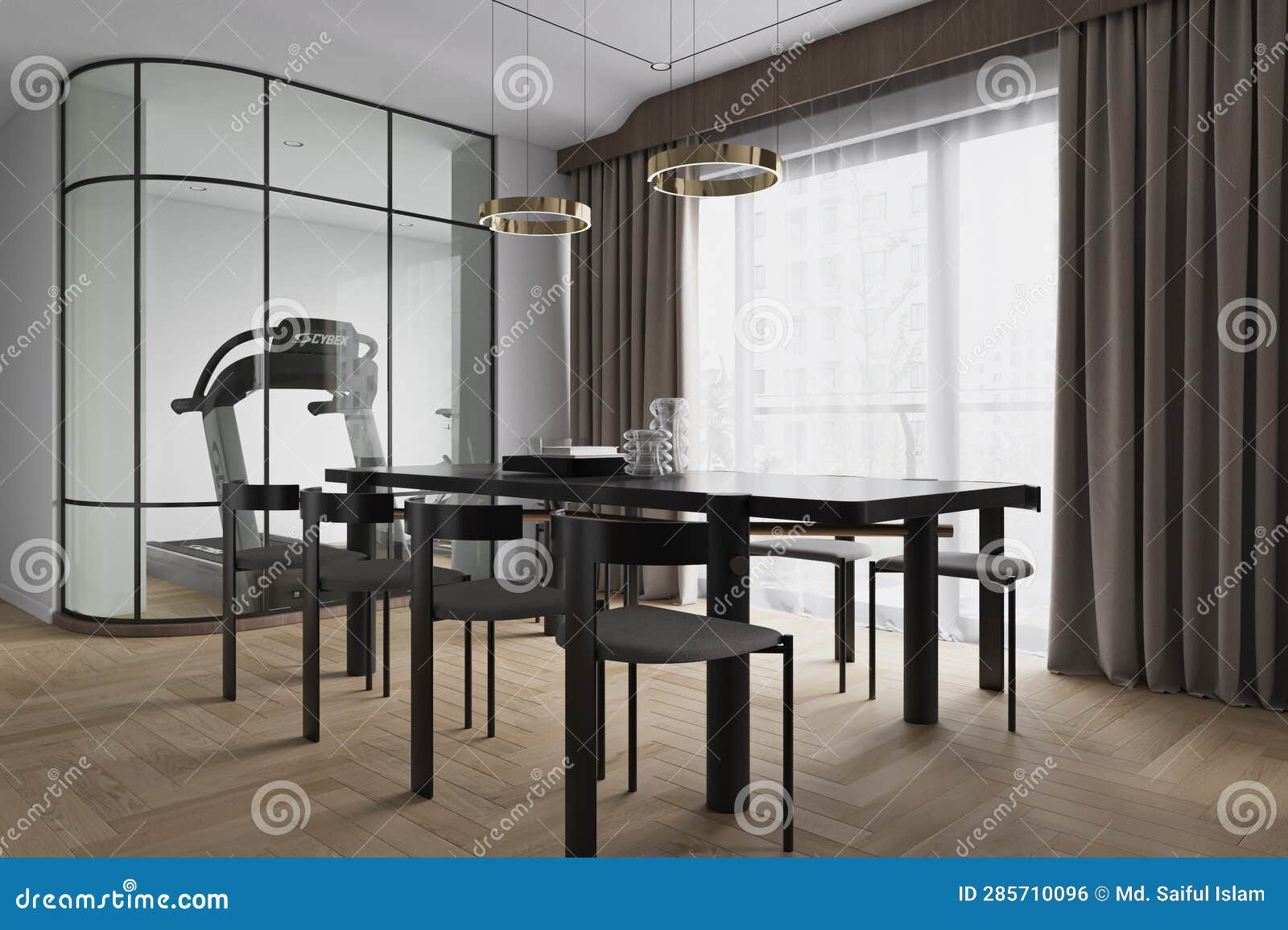 Modern Dining Table in the Dining Room Interior Design Overview Stock ...