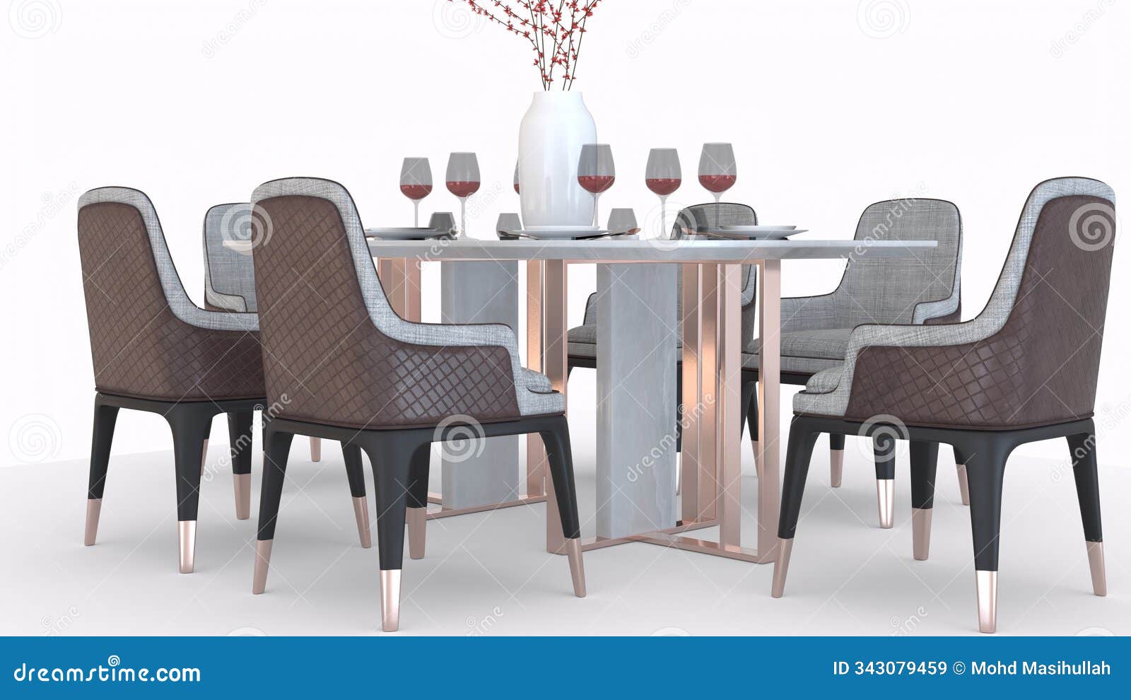 Modern Dining Table with White Background Stock Image - Image of ...
