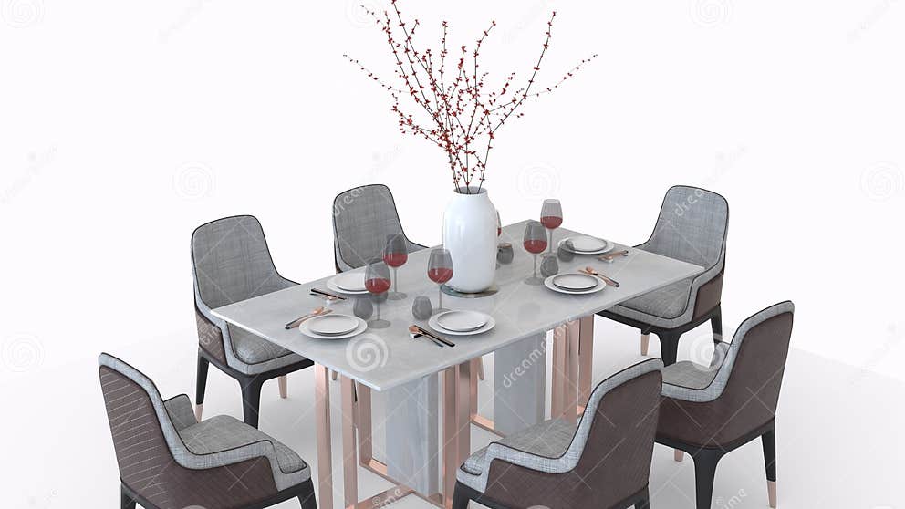 Modern Dining Table with White Background Stock Photo - Image of modern ...