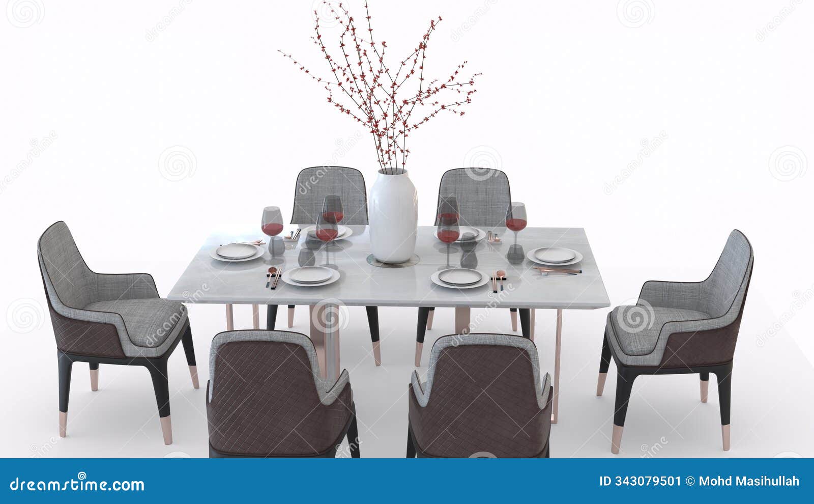 Modern Dining Table with White Background Stock Image - Image of ...