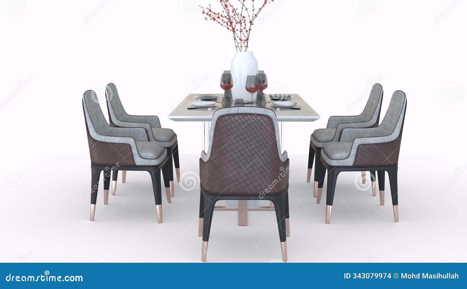 Modern Dining Table with White Background Stock Photo - Image of ...