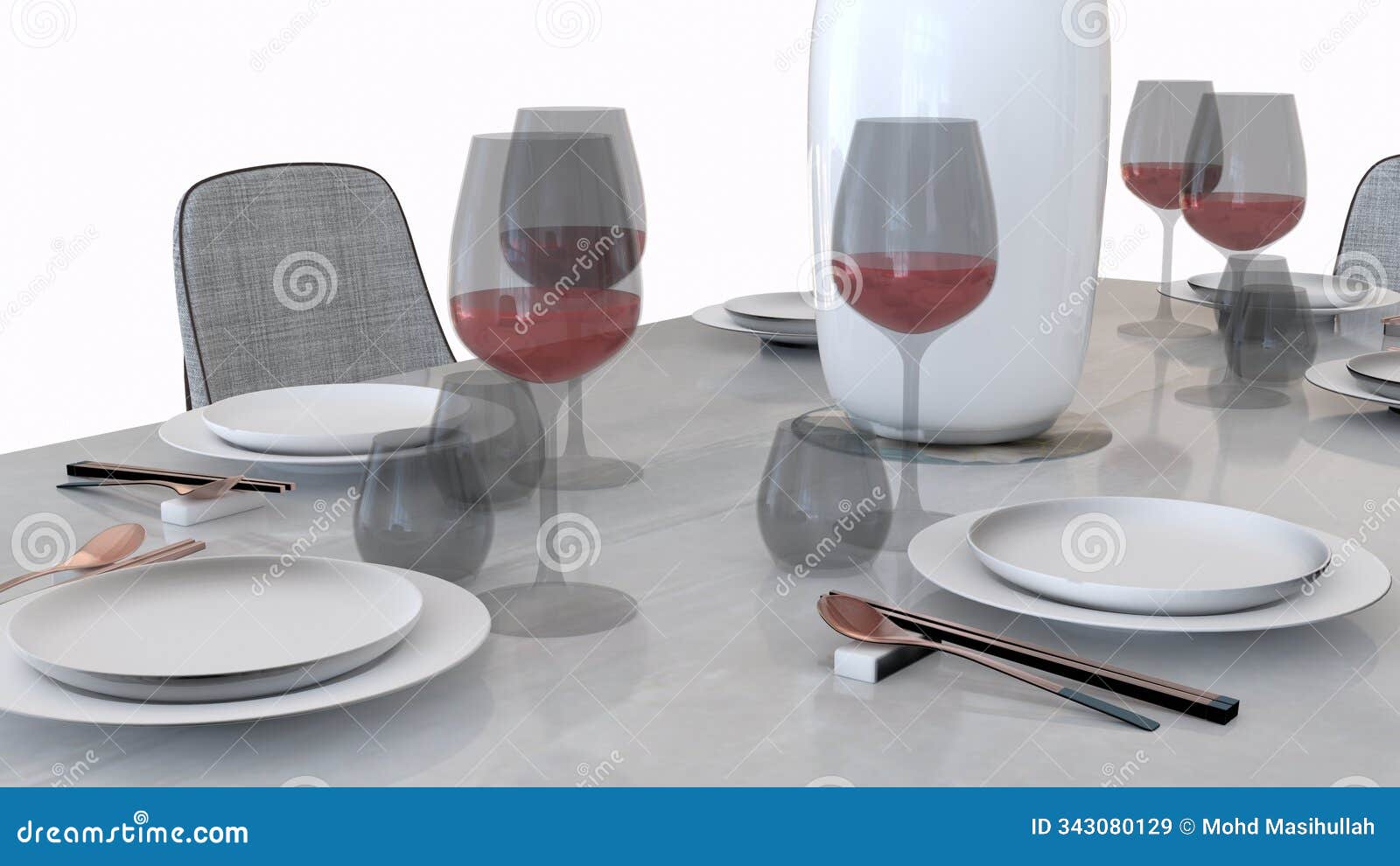 Modern Dining Table with White Background Stock Image - Image of ...