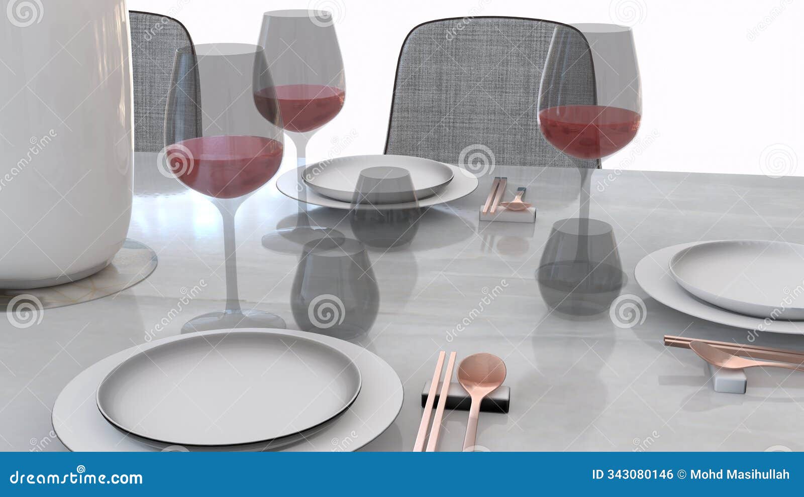 Modern Dining Table with White Background Stock Photo - Image of ...