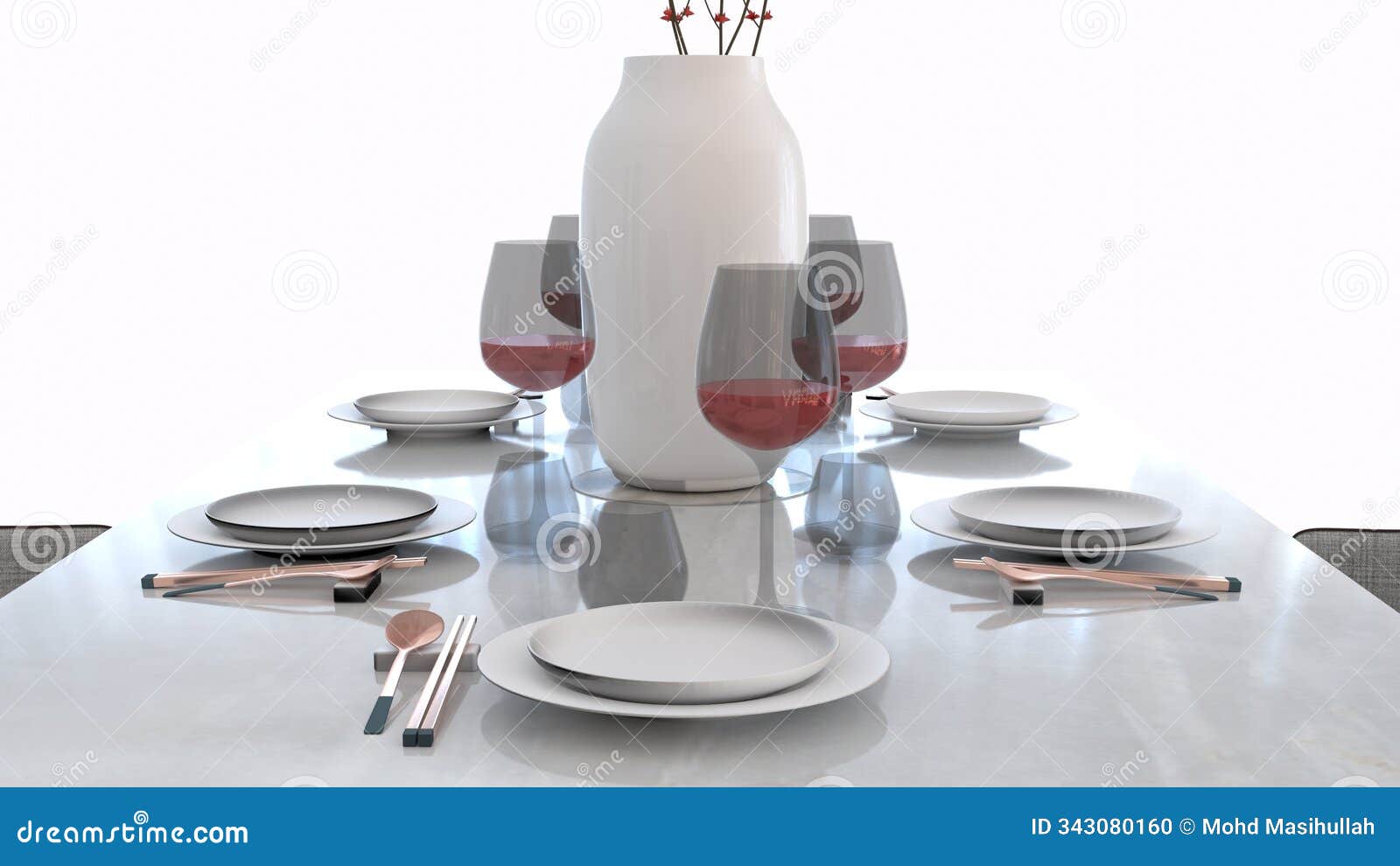 Modern Dining Table with White Background Stock Photo - Image of white ...