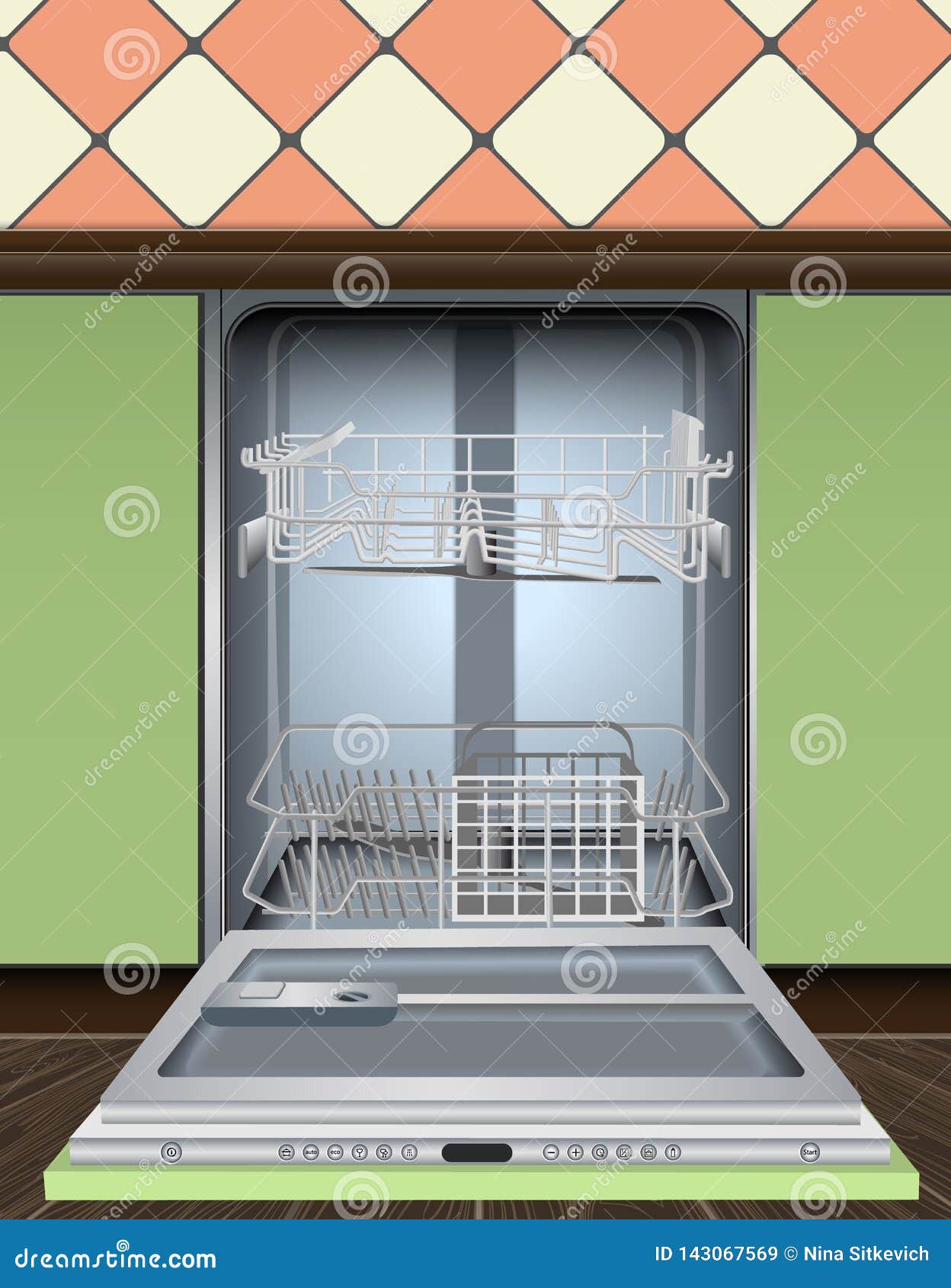 Modern Dishwasher Machine Icon, Realistic Style Stock Vector ...